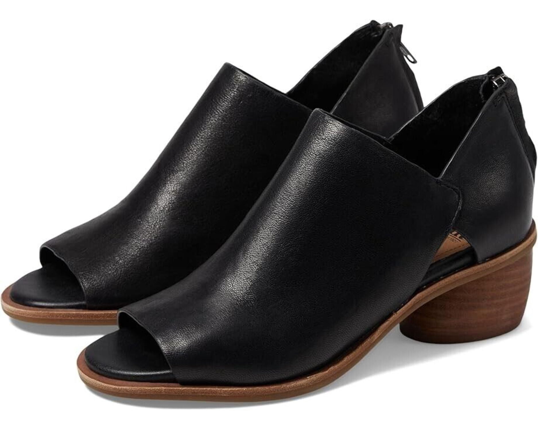 Sofft Carleigh Booties Womens 9 Black Brown Leather Peep Toe Ankle ...