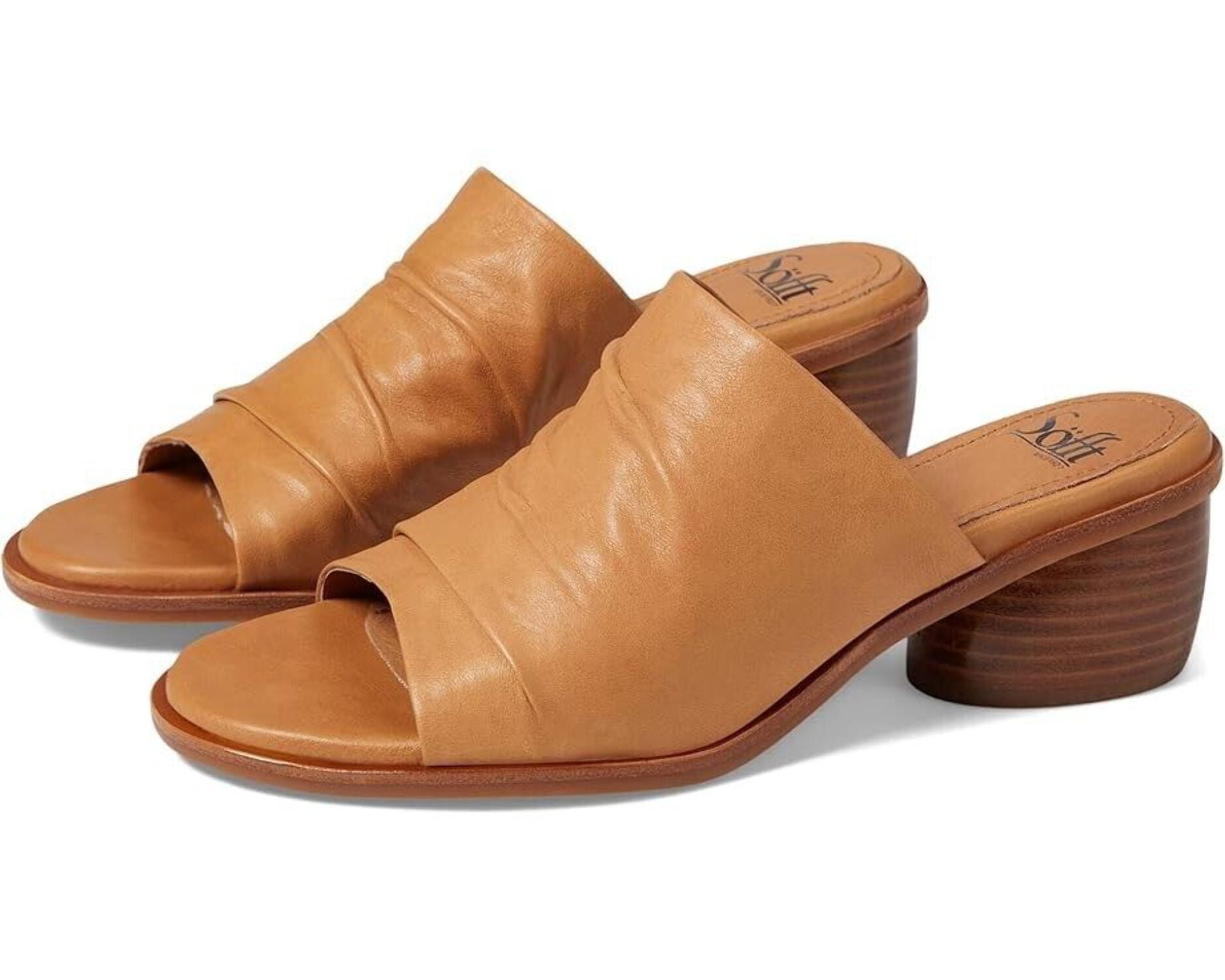 Sofft Chrissie Sandals Women 11 Caramel Leather Slide Rounded Stack ...