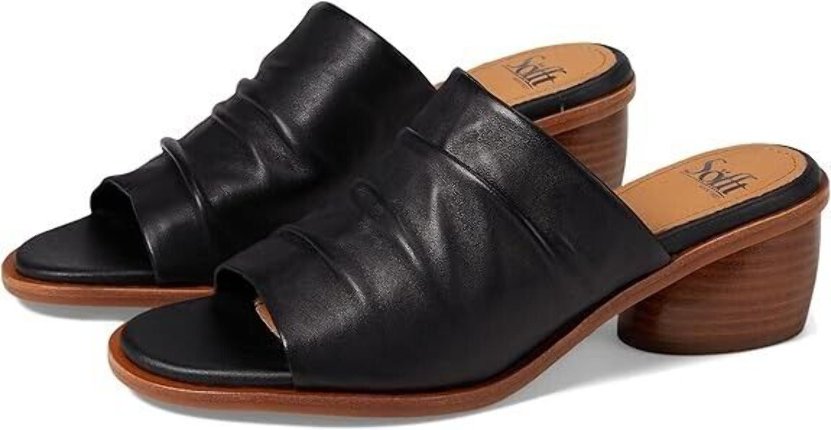 Sofft Chrissie Sandals Women US 7 Black Leather Slide Rounded Stack ...