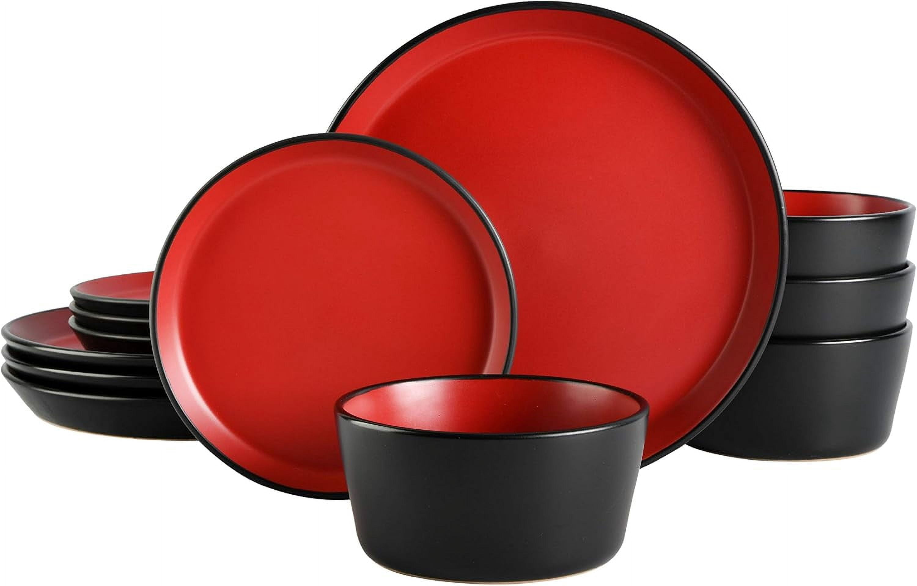 Sofia Coupe Stoneware Dinnerware Set, Service for 4 (12pcs), Matte Red ...