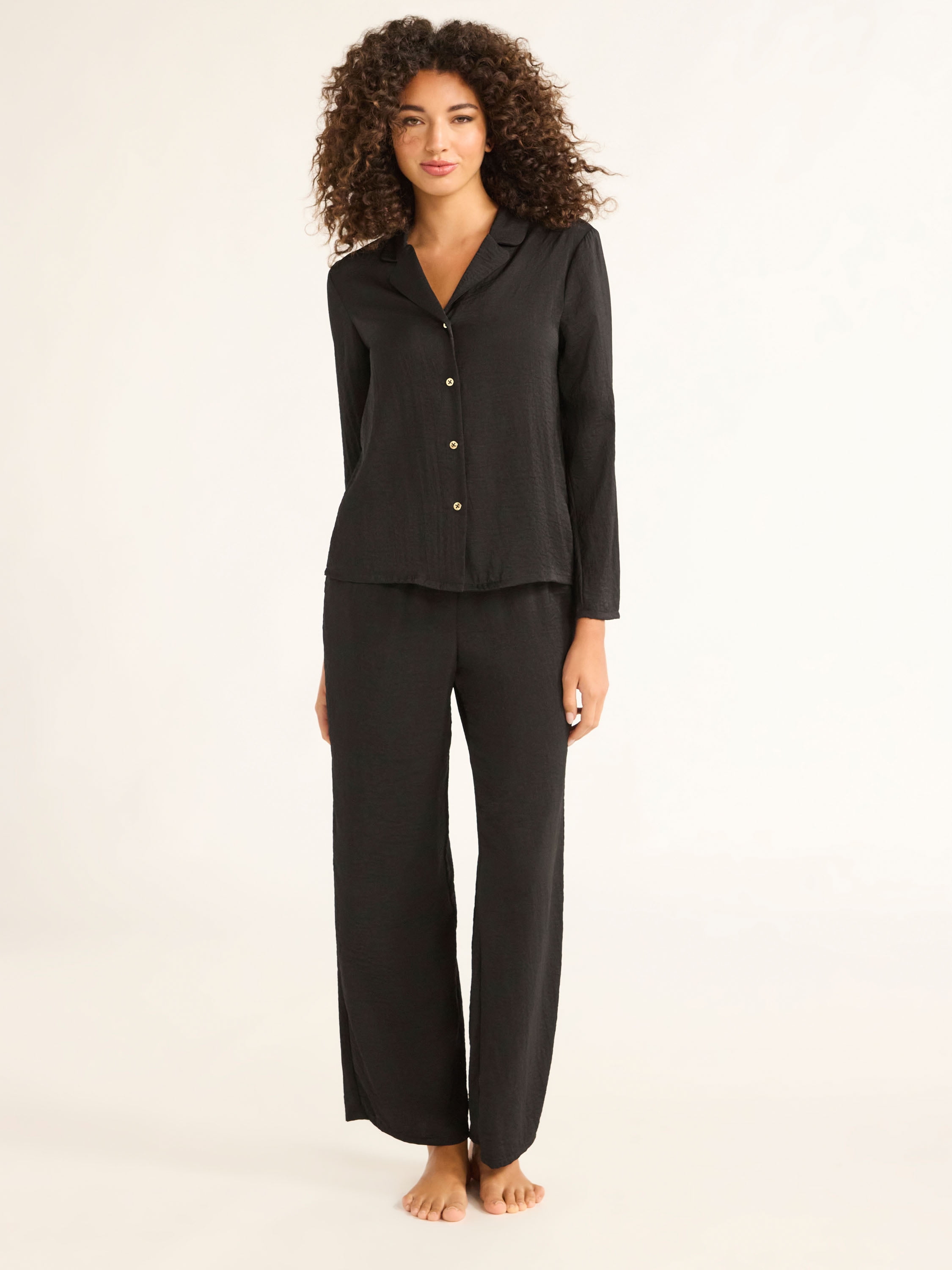 Sofia Intimates Women's Notch Collar Top and Pants Pajama Set with Eye ...