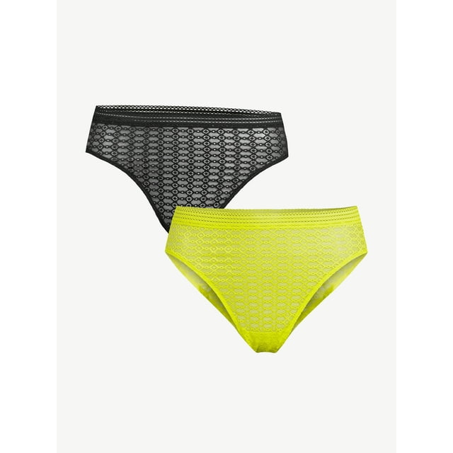 Sofia Intimates Women's Geo Lace Hi Cut Cheeky Panties, 2-Pack ...