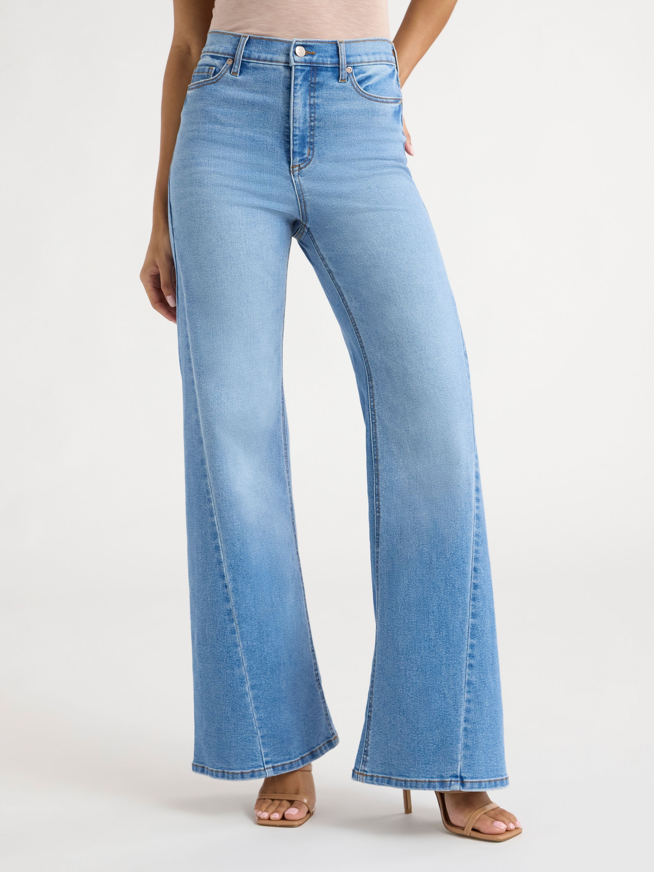 Sofia Jeans Women's Margot Wide Tri Inset High Rise Jeans, 30.5" Short Inseam, Sizes 2S-18S ...