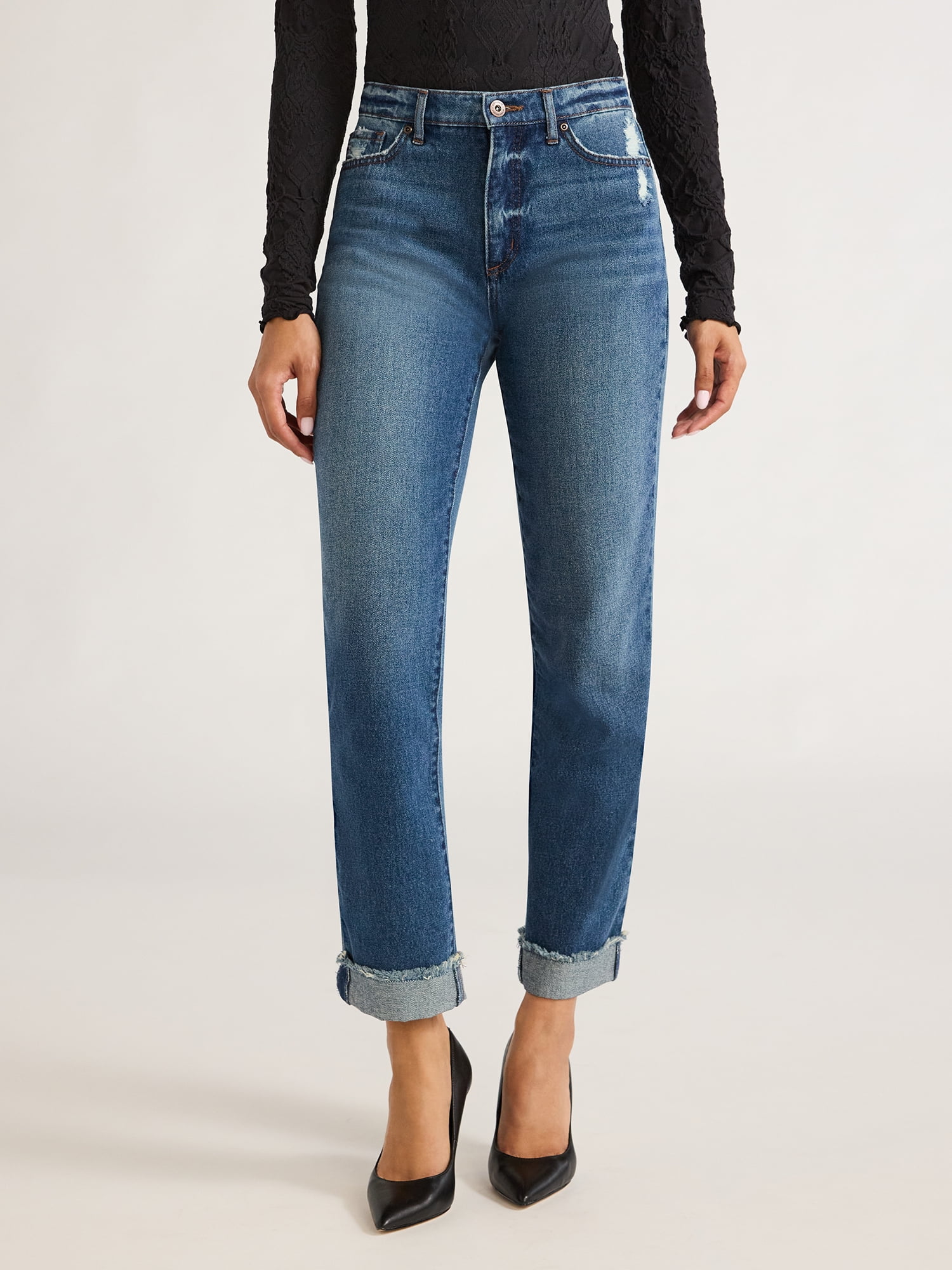 Sofia Jeans Women's Beatrix Relaxed Boyfriend Mid Rise Jeans, 27" Inseam, Sizes 0-20 - Walmart.com