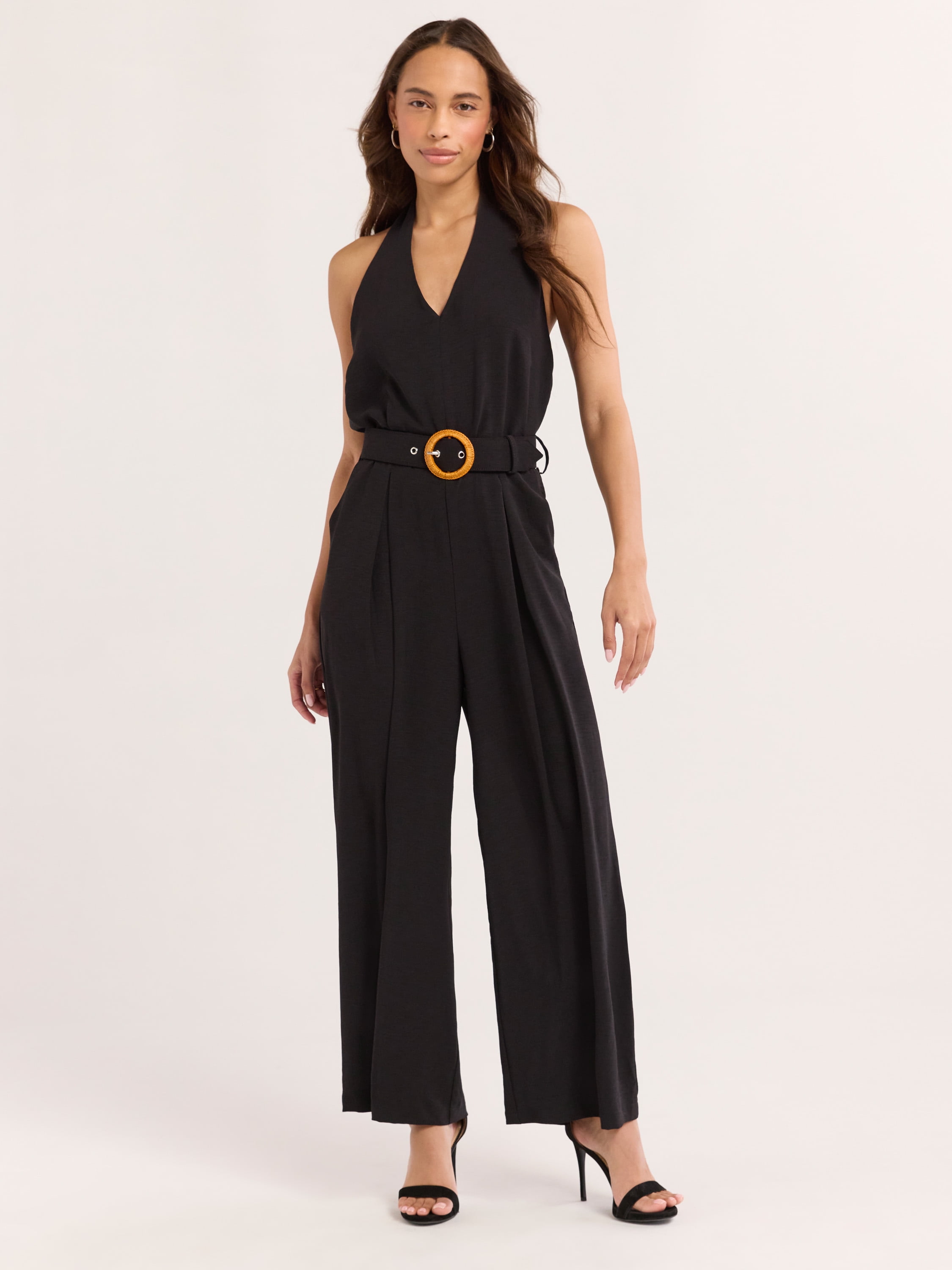 Sofia Jeans Women's and Women's Plus Belted Jumpsuit, Sizes XS-4X - Walmart.com