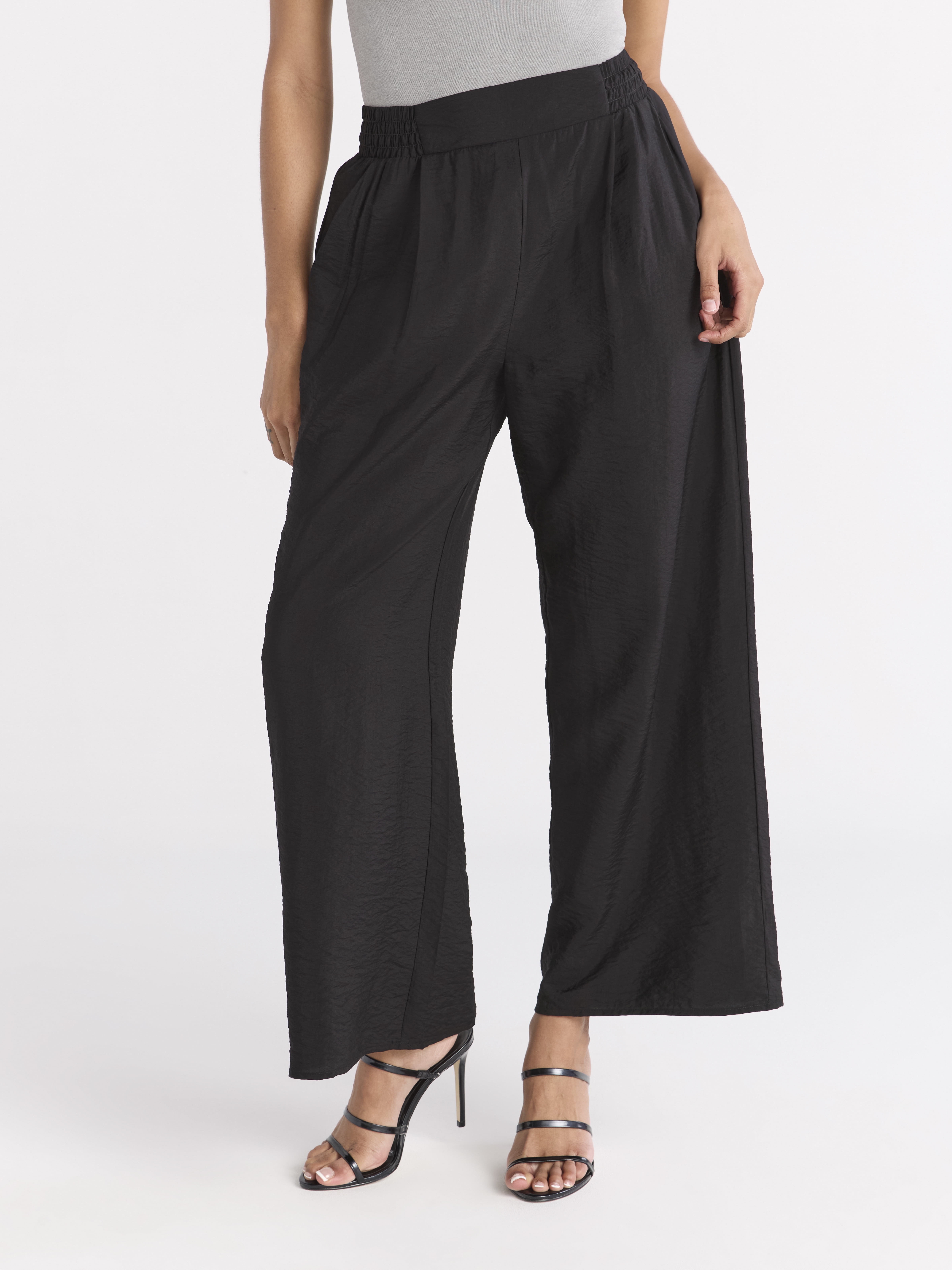 Sofia Jeans Women's and Women's Plus Drape Wide Leg Pants, 27" Inseam ...