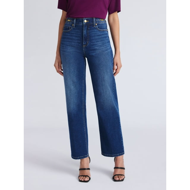 Sofia by Sofia Vergara Women's Lana Relaxed Straight Super High Rise Jeans, 27" Inseam, Sizes 2 ...