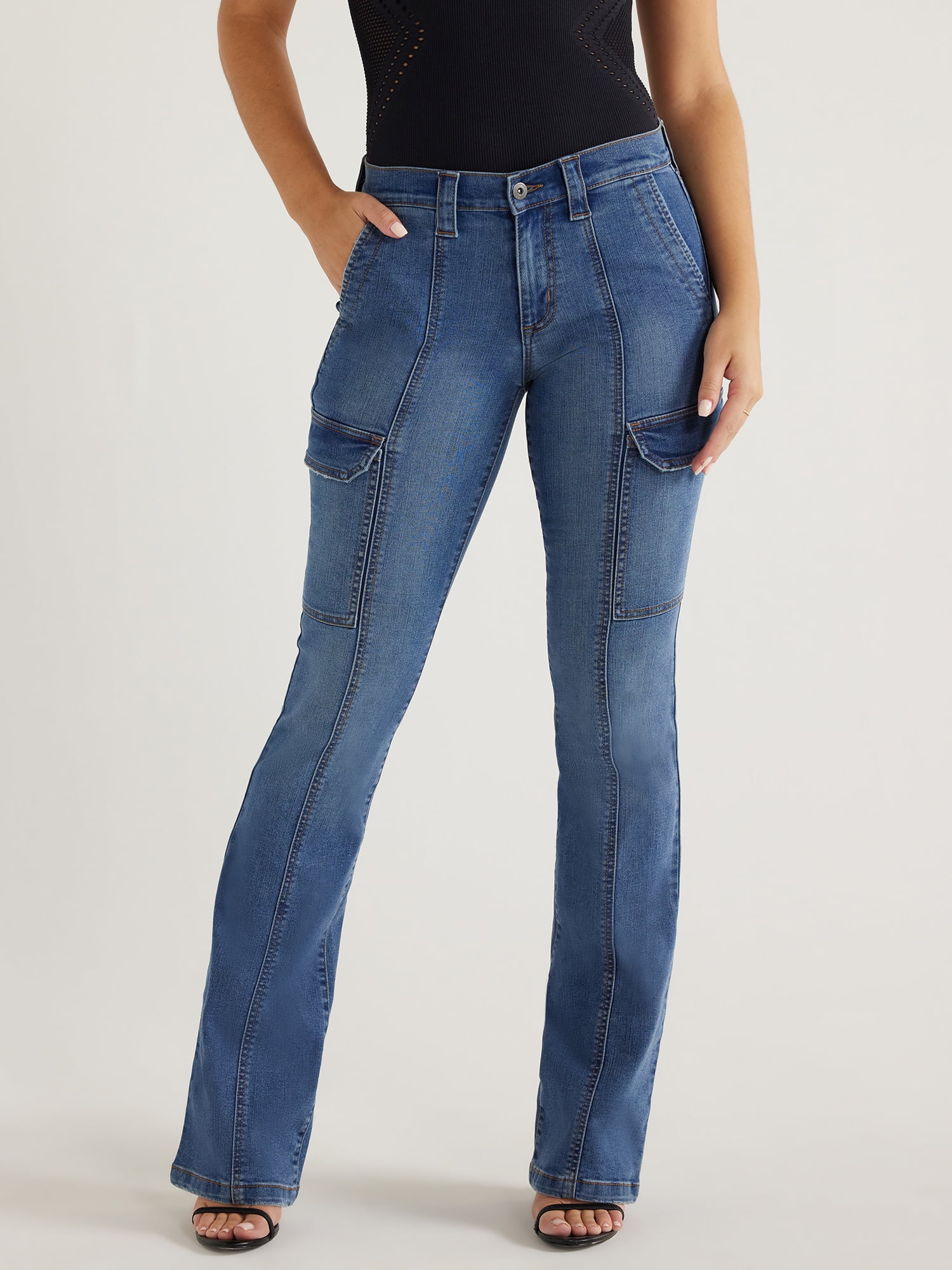 Sofia Jeans Women's Marisol Bootcut Mid Rise Cargo Jeans, 32.5" Inseam ...