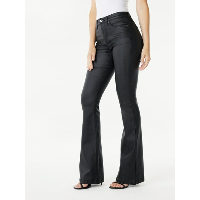 Sofia Jeans Women's Melisa Flare High Rise Coated Pants, 33.5" Inseam ...