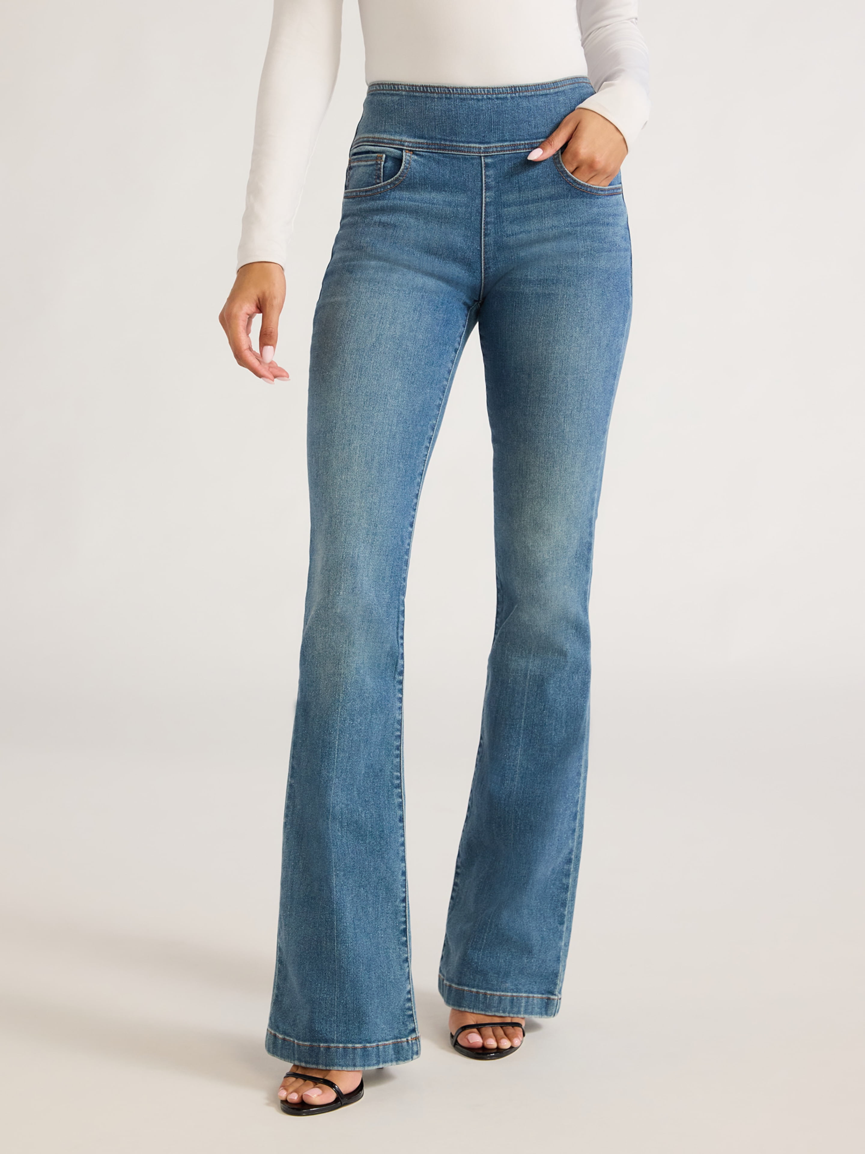 Sofia Jeans by Sofia Vergara Women's Melisa Flare High-Rise Pull-On ...