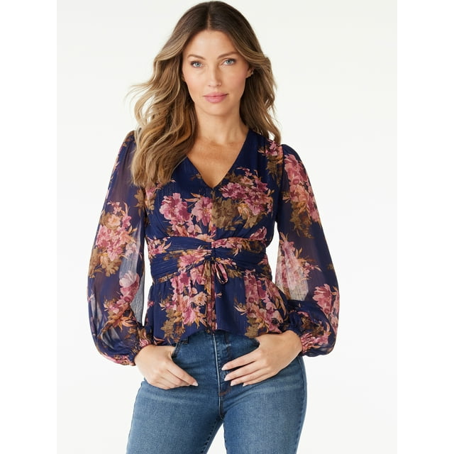 Sofia Jeans Women's Peplum Top with Long Sleeves, Sizes XXS-3XL - Walmart.com