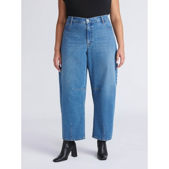 Sofia by Sofia Vergara Women's and Women's Plus Barrel Super High Rise Jeans, 27" Inseam, Sizes ...