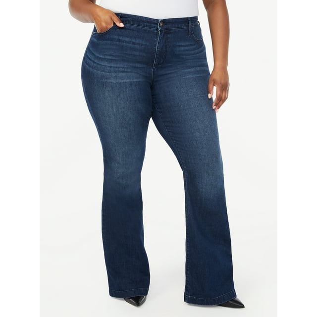 Sofia Jeans Women's Plus Size Curvy High Rise Zip Fly Flare Jeans ...