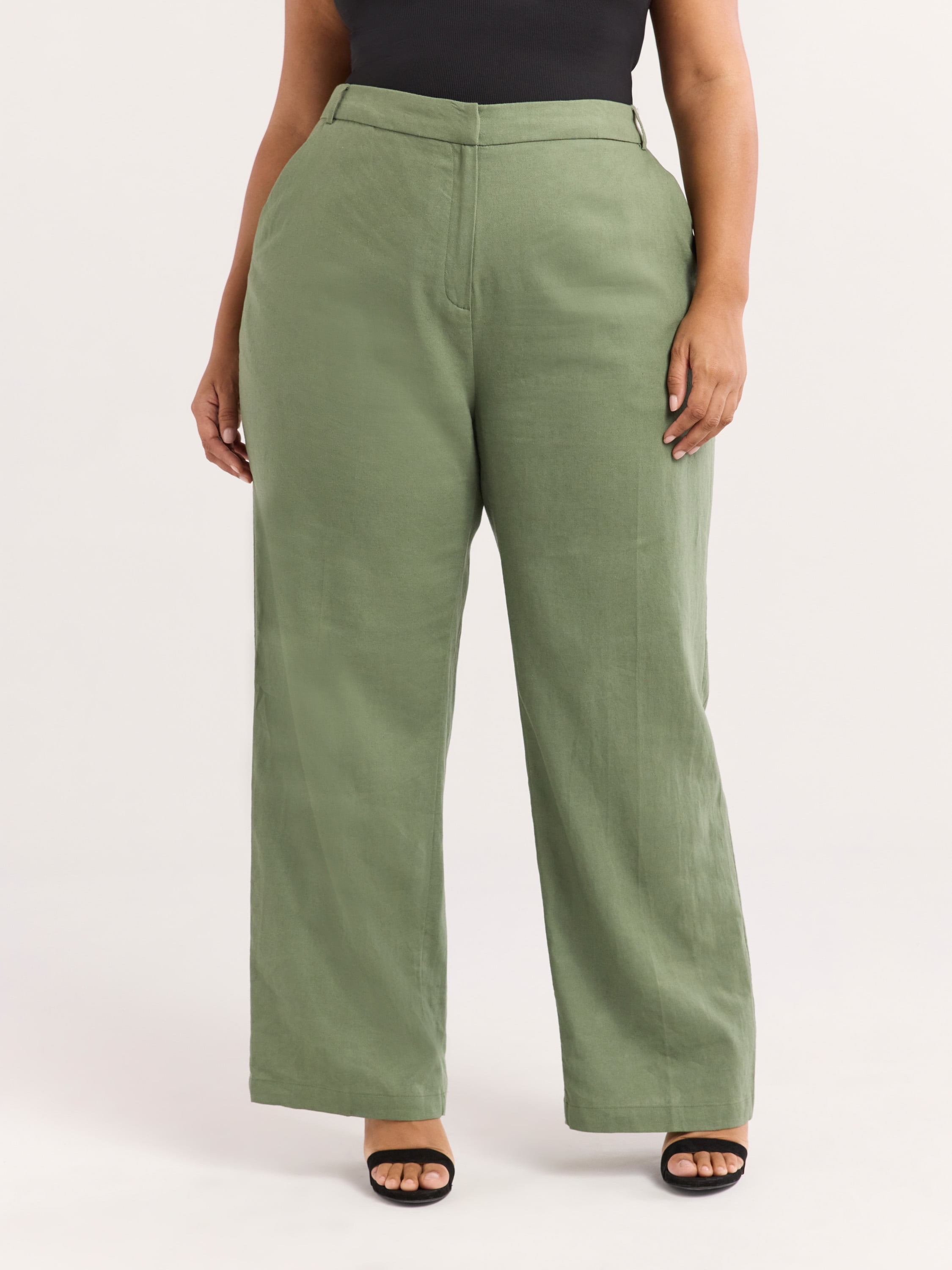 Sofia Jeans Women's and Women's Plus Linen Blend Wide Leg Pants, 32 ...