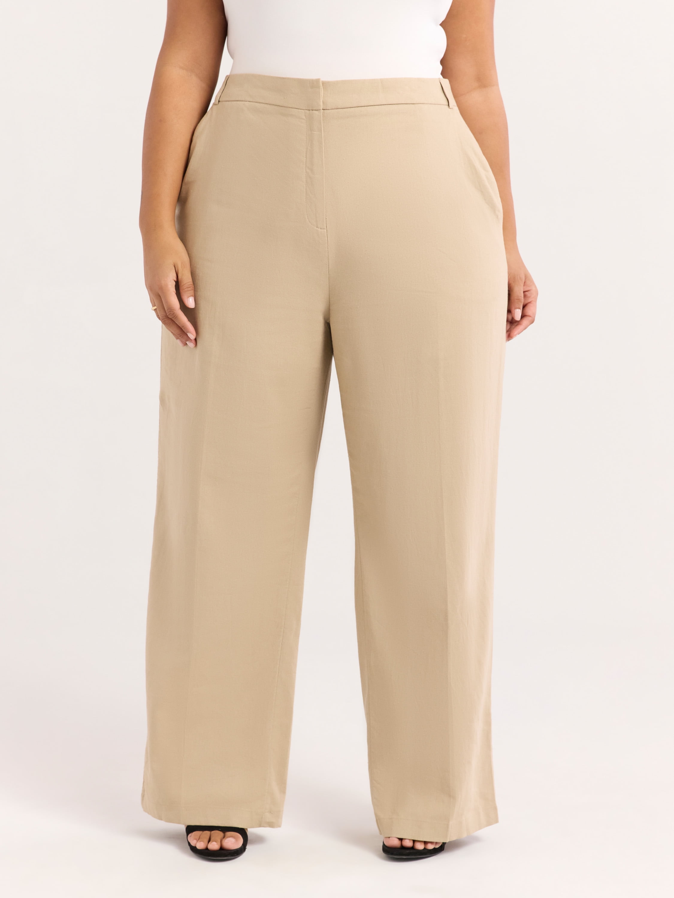 Sofia Jeans Women's and Women's Plus Linen Blend Wide Leg Pants, 32 ...