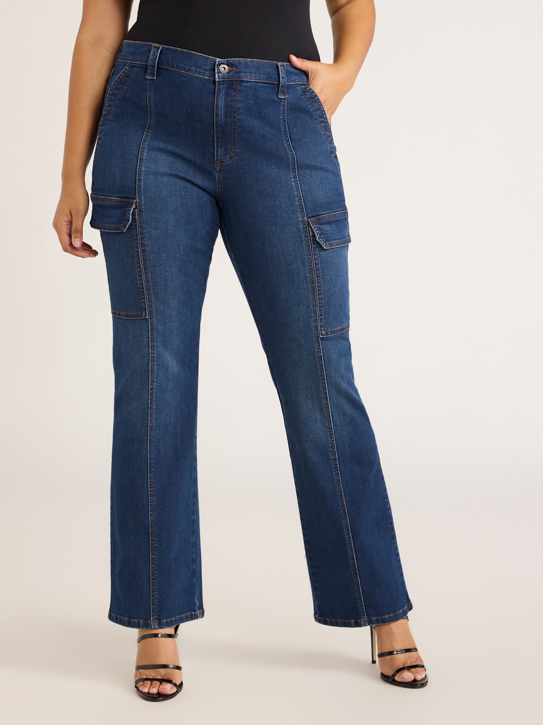 Sofia Jeans Women's Plus Size Marisol Bootcut Mid Rise Cargo Jeans ...