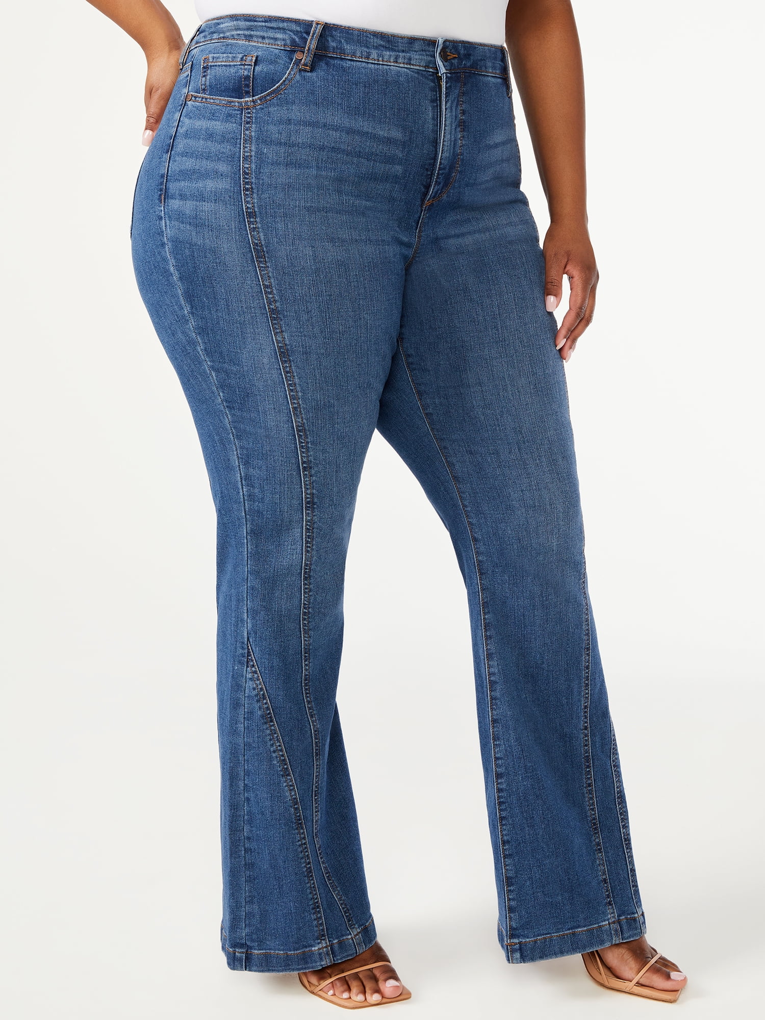 Sofia Jeans Women's Plus Size Melisa Curvy High Rise Seamed Flare Jeans ...