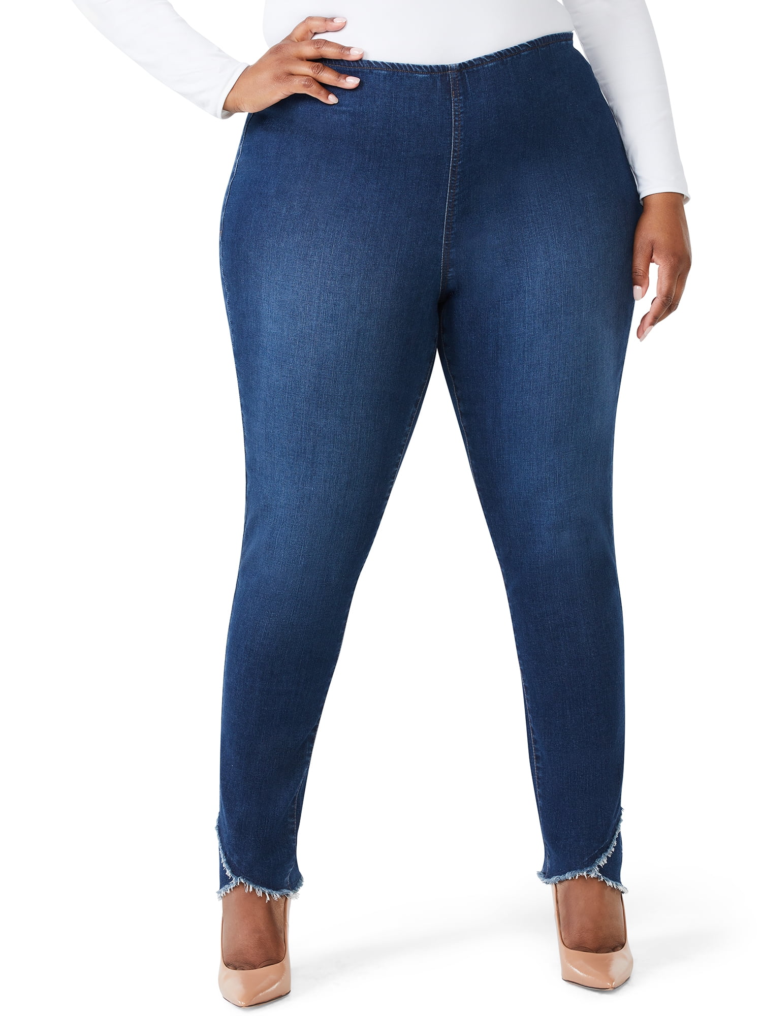 Sofia Jeans Women's Plus Size Rosa Curvy High-Rise Tulip Fray Jegging ...