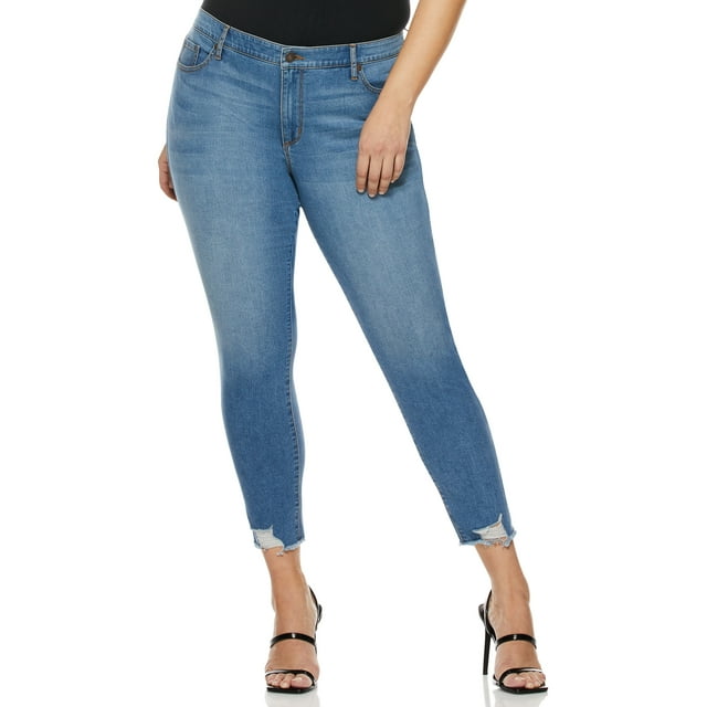 Sofia Jeans Women's Plus Size Rosa Curvy Ripped Hem High-Waist Ankle ...