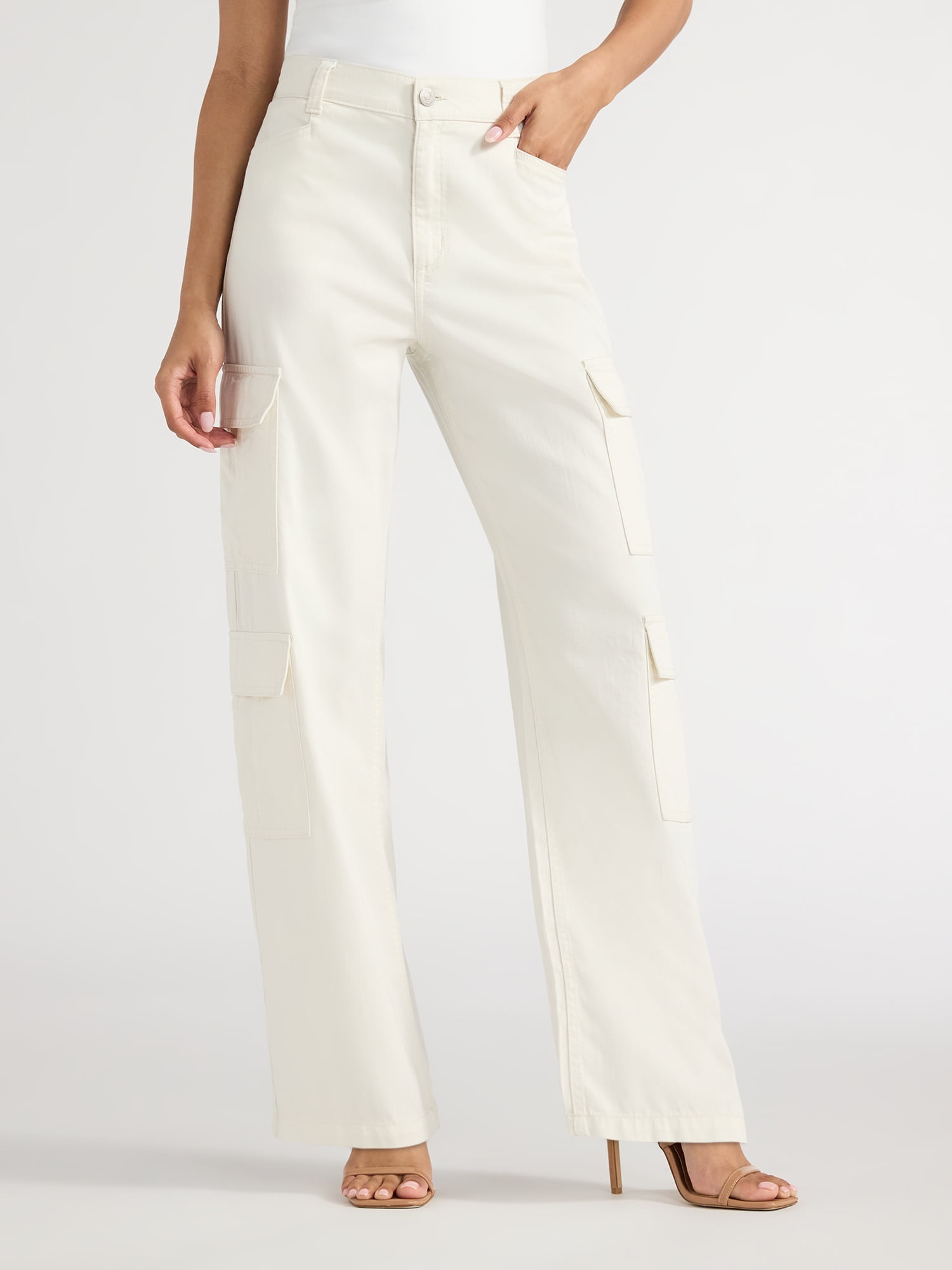 Sofia Jeans Women's Relaxed Straight Super High Rise Cargo Pants, 32.5 ...