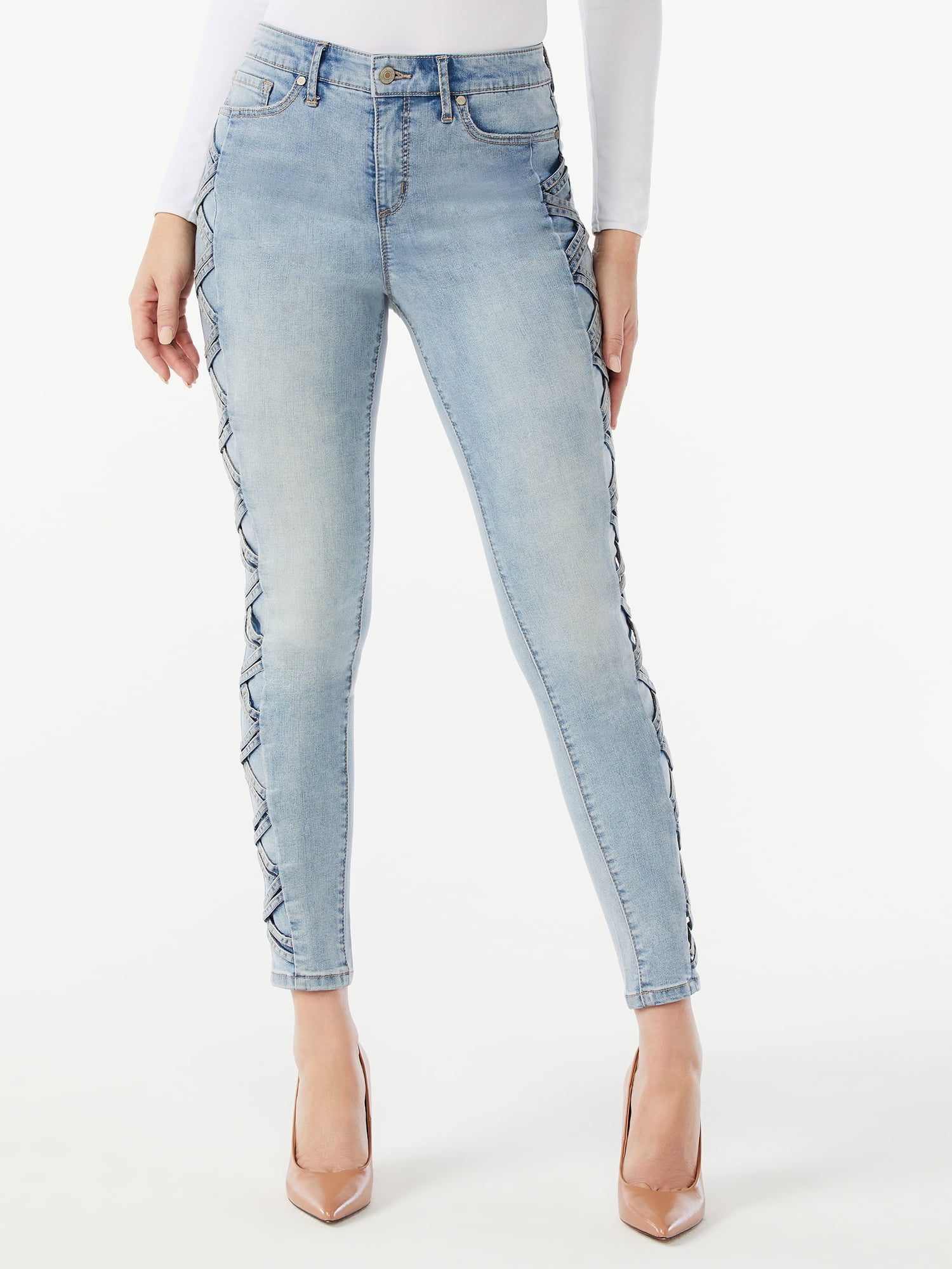 Sofia Jeans Women's Rosa Curvy High Rise Side Lace Skinny Jeans ...