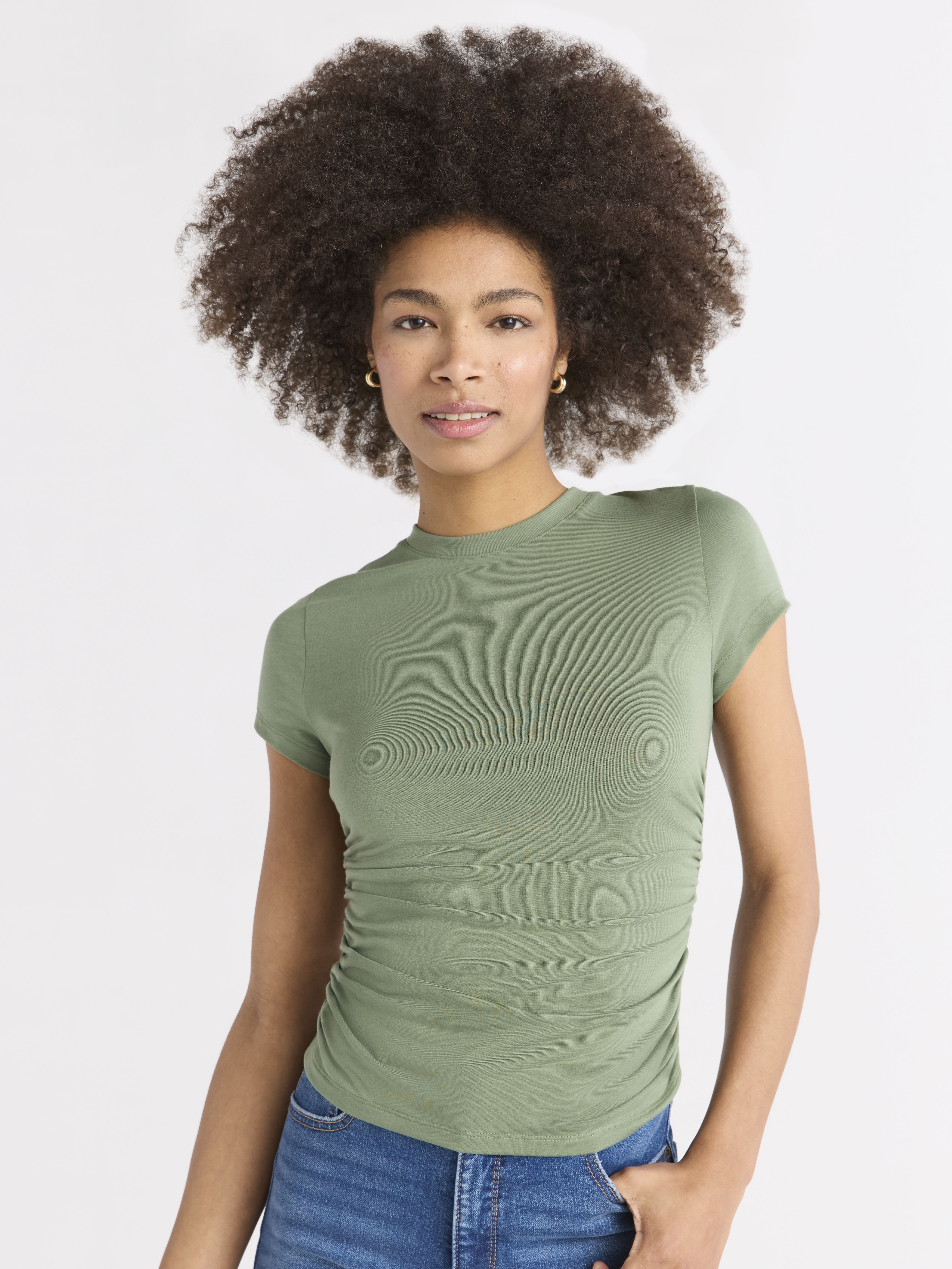 Sofia Jeans Women’s Ruched Side Tee, Sizes XS-XXXL - Walmart.com
