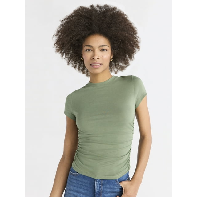 Sofia Jeans Women's and Women's Plus Ruched Side Tee with Short Sleeves, XS-4X - Walmart.com