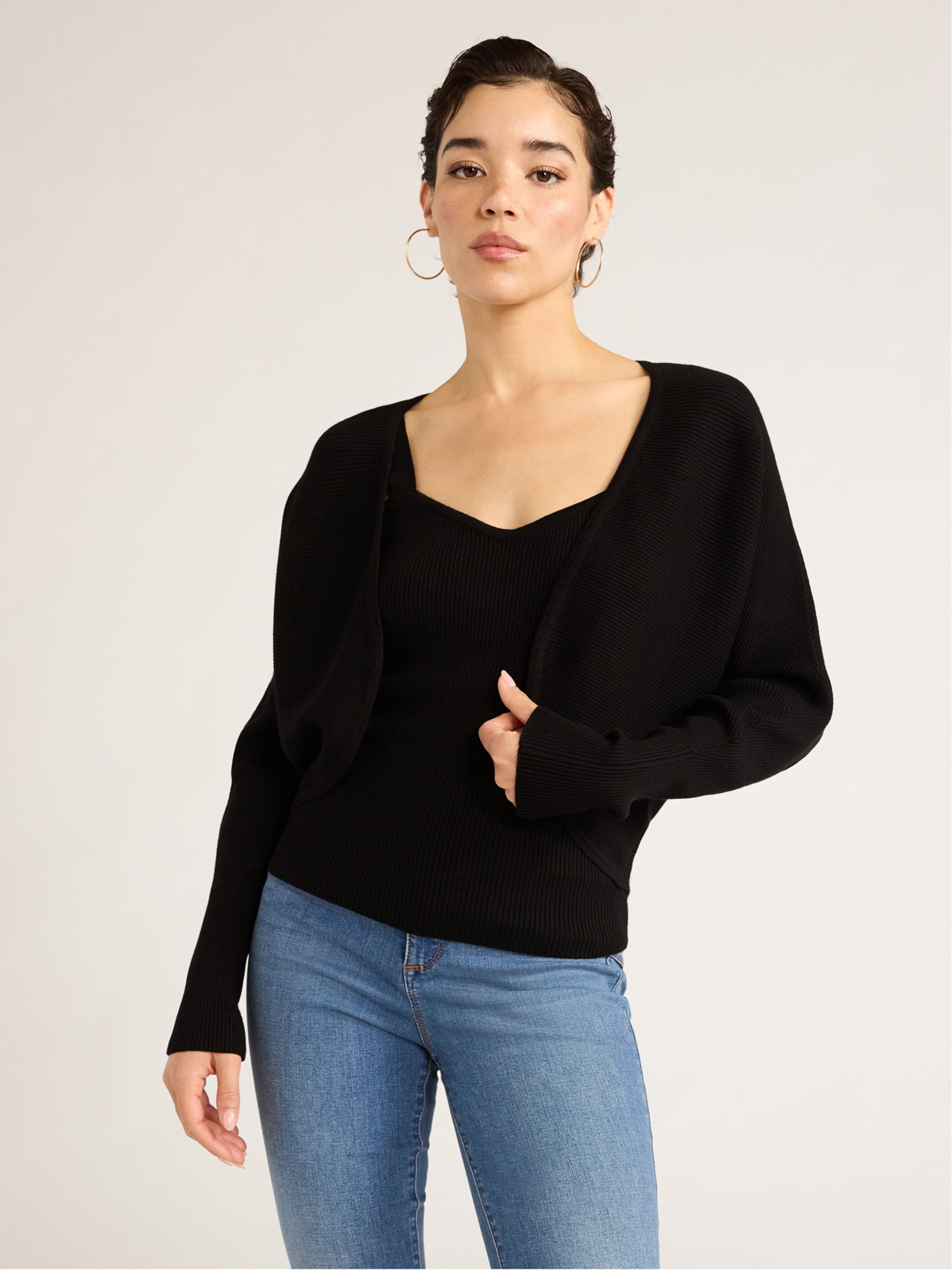 Sofia Jeans women's Shrug & Tank Set - V-Neck Top - Walmart.com