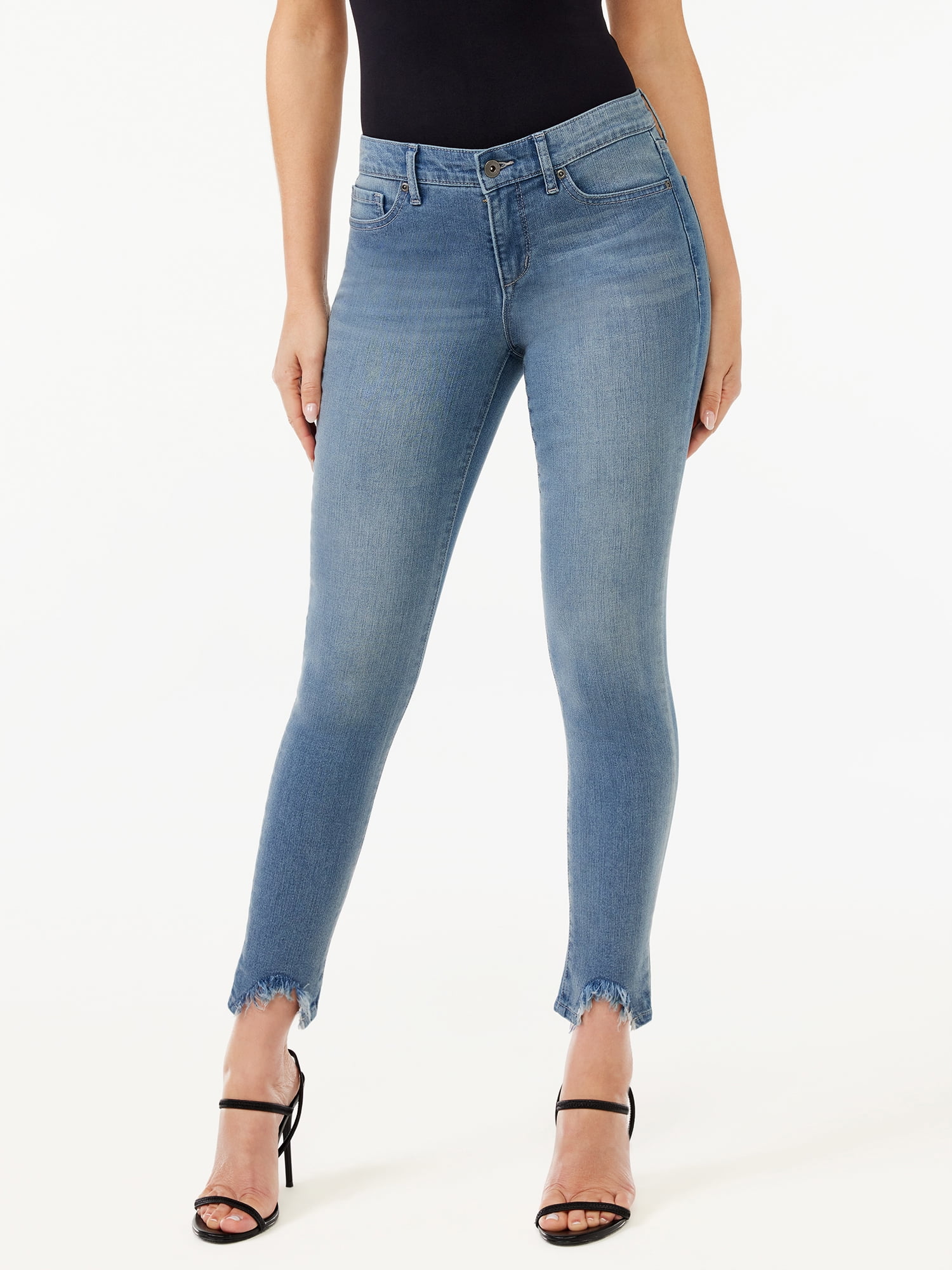 Sofia Jeans Women's Sofia Skinny Mid Rise Sharkbite Hem Jeans - Walmart.com