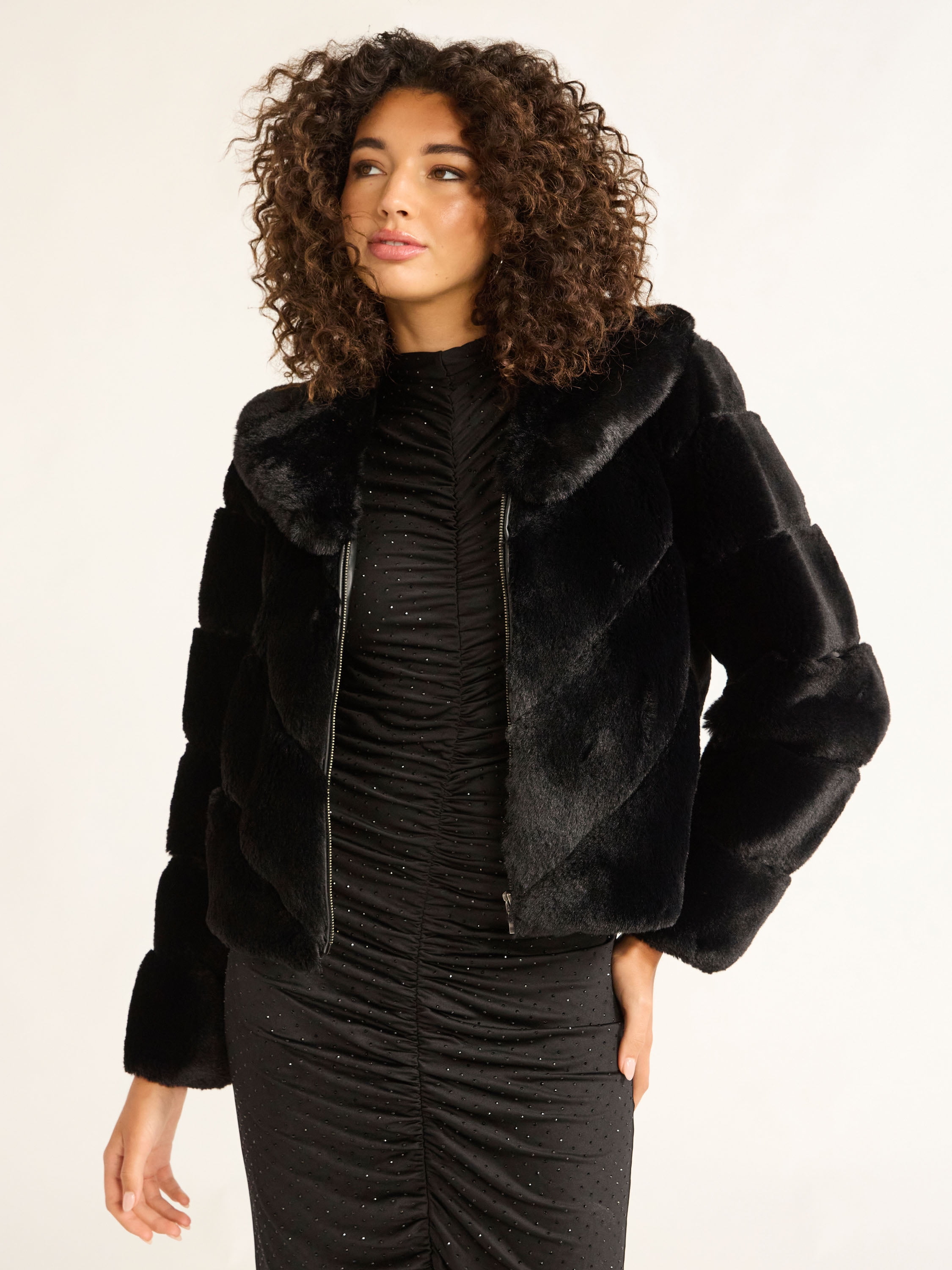 Sofia Jeans women's Faux Fur Chubby Jacket - Warm - Walmart.com