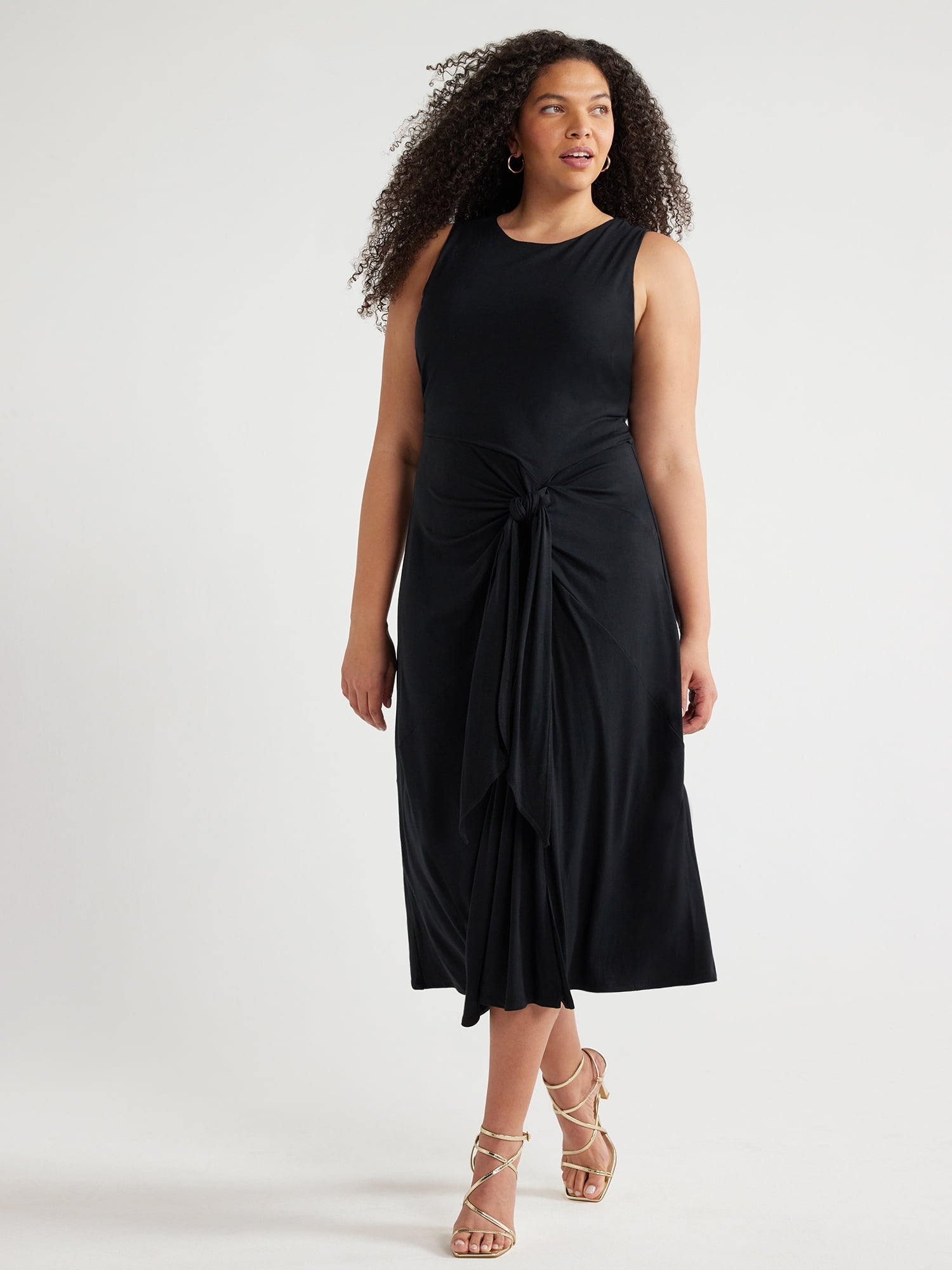 Sofia Jeans Women's and Women's Plus Side Tie Tank Dress with Rouching ...