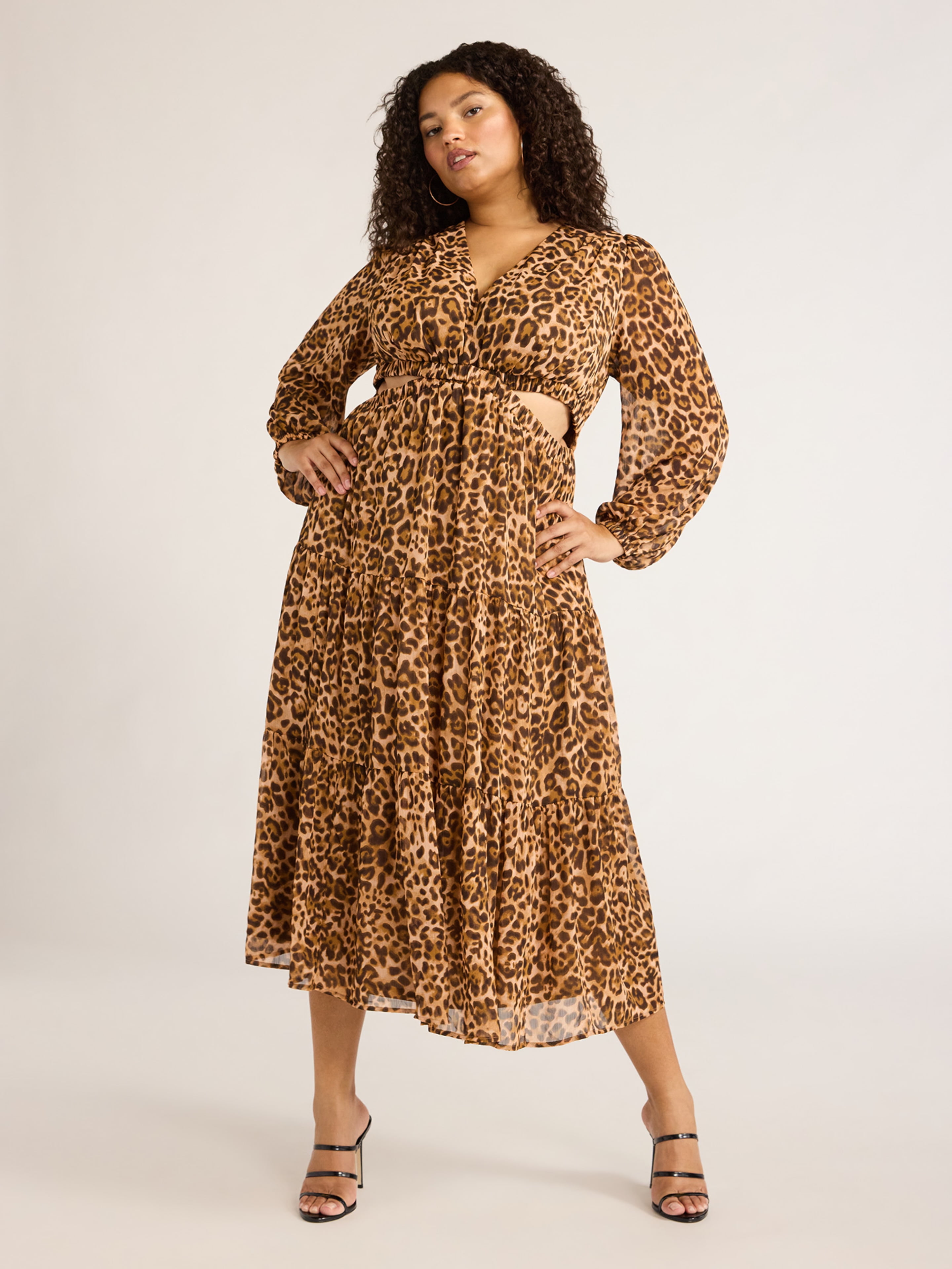 Sofia Jeans Women's and Women's Plus Size Cutout Maxi Dress with Long ...