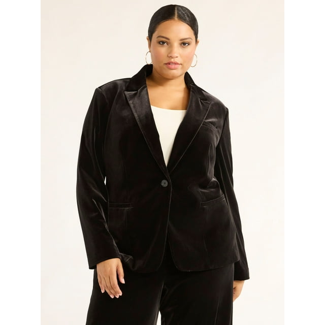 Sofia Jeans Women's and Women's Plus Velvet Single Breasted Blazer, Sizes XS-5X - Walmart.com