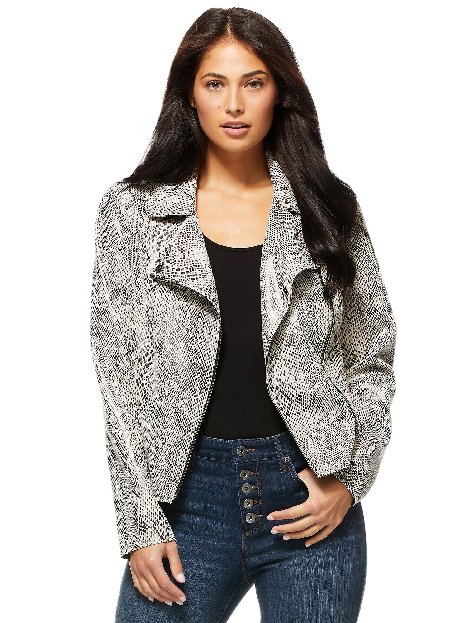 Sofia Jeans by Sofia Vergara Women’s Sueded Print Moto Jacket - Walmart.com