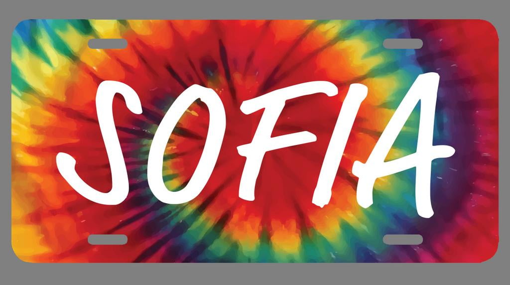 Sofia Name Tie Dye Style License Plate Tag Vanity Novelty Metal | UV ...