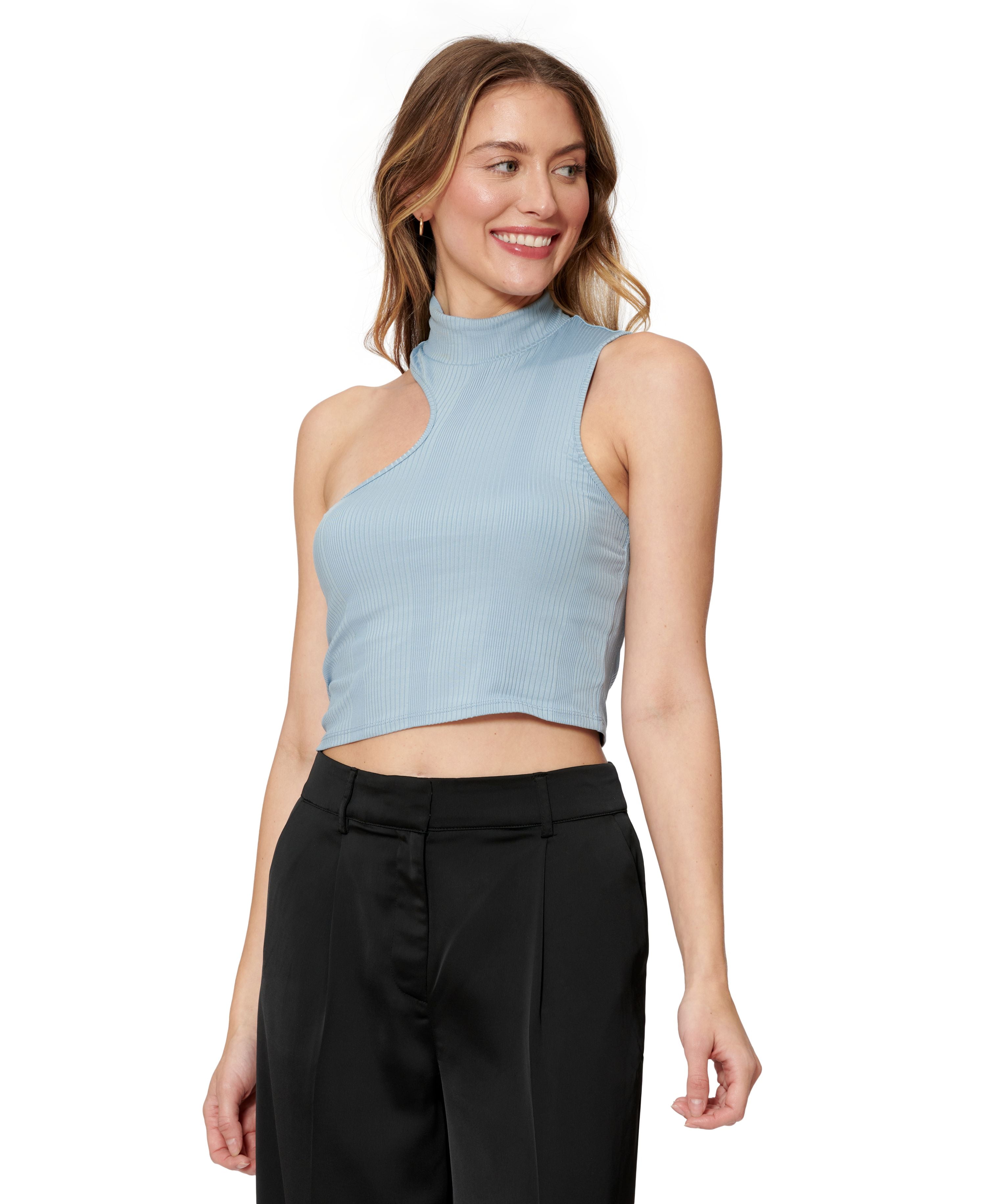 Sofia Richie Side Cutout Crop Top Ice Blue S - Walmart.com