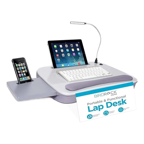 Sofia + Sam Multi Tasking Memory Foam Lap Desk with USB Light (Silver ...