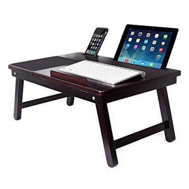 Multi-tasking Laptop Bed Tray with Adjustable Legs - Walnut - Walmart.com