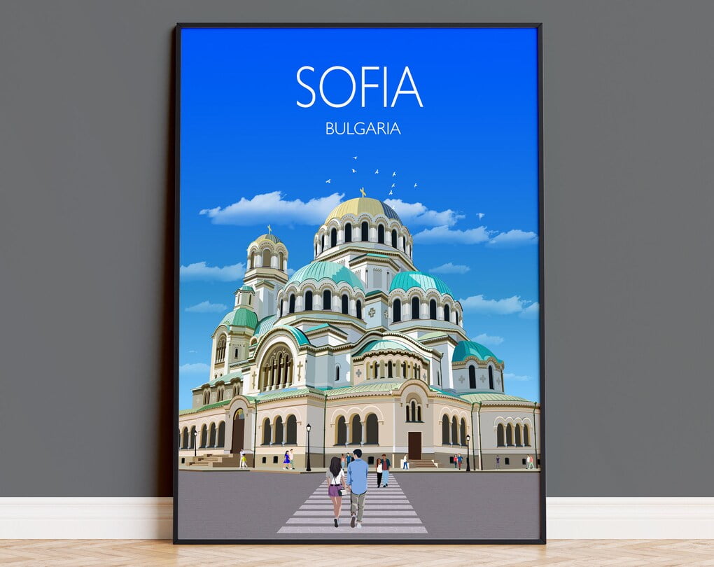 Sofia Travel Print, Travel Poster Of Sofia, Bulgaria, Sofia Cityscape, St Alexander Nevsky ...