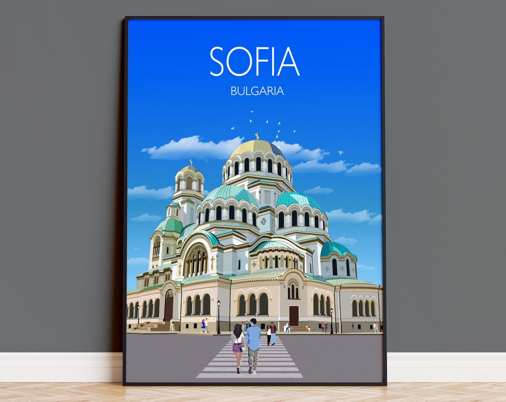 Sofia Travel Print, Travel Poster of Sofia, Bulgaria, Sofia Cityscape, St Alexander Nevsky ...