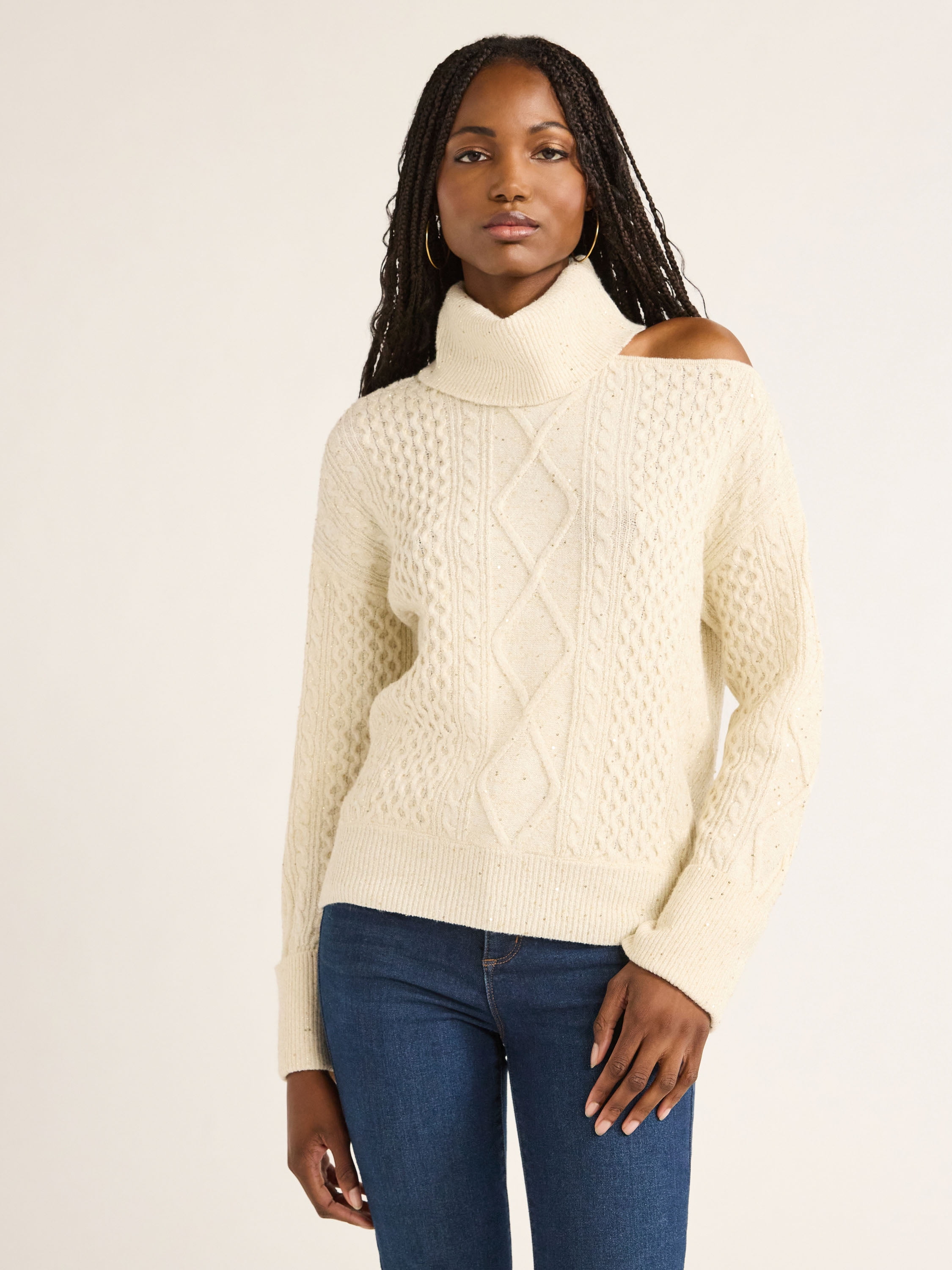 Sofia Jeans Women's Cozy Shine Sweater with Long Sleeves, Mid-weight ...