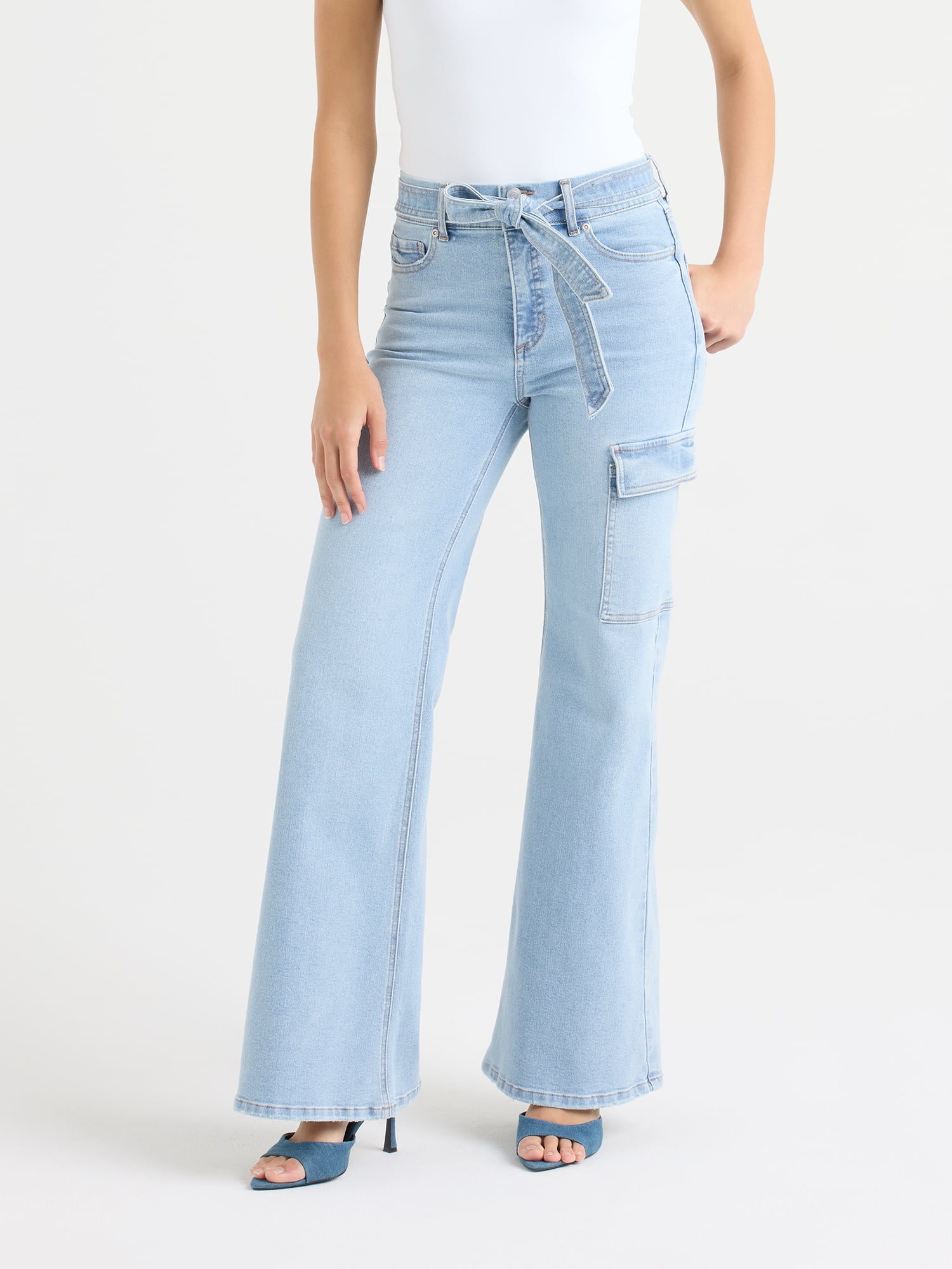 Sofia Vergara Women's Margot Wide Leg Cargo with Belt, Sizes 2-20 ...