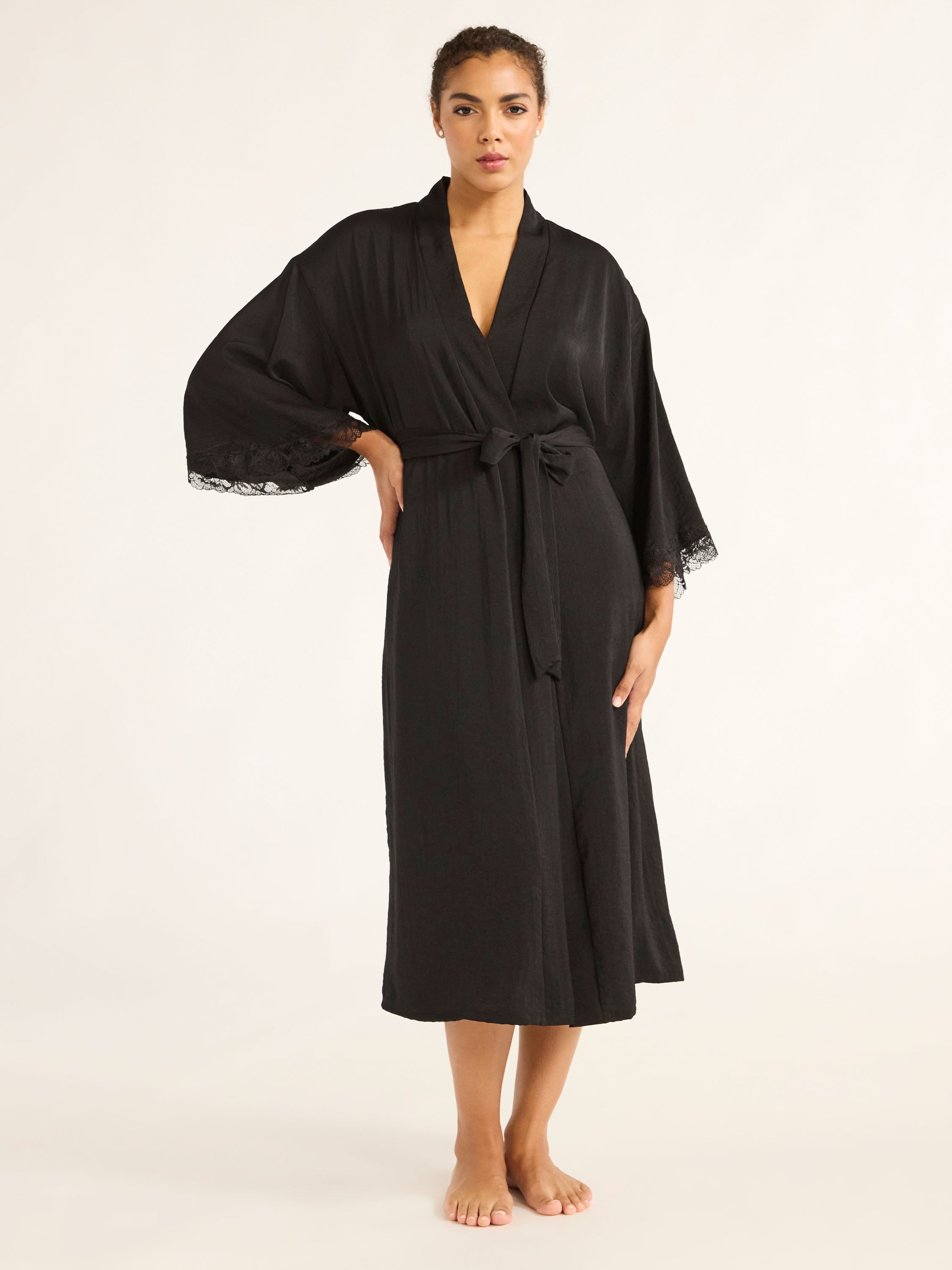 Sofia Intimates Women's Satin Lace Robe, Sizes S/M-2X/3X - Walmart.com