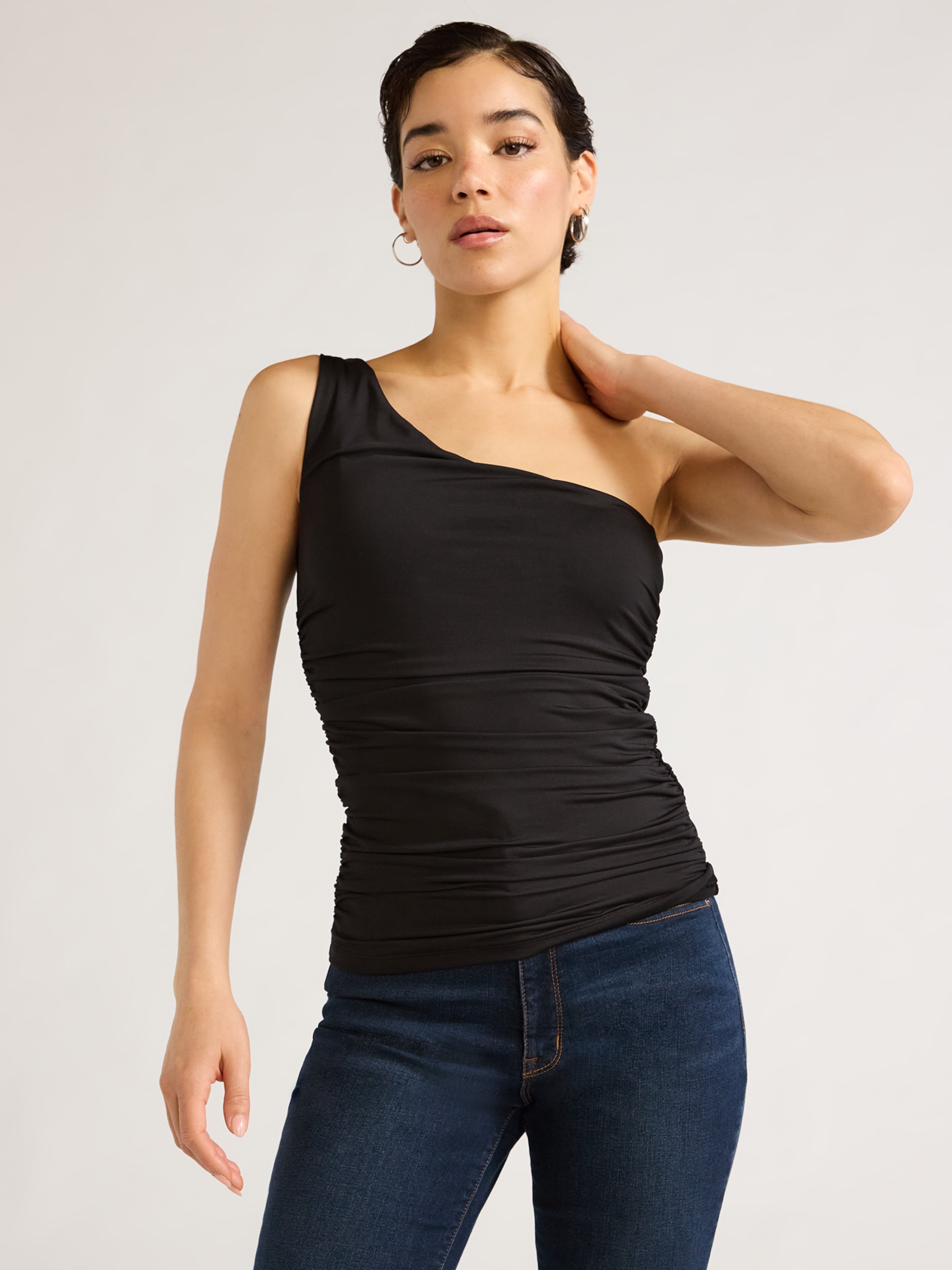Sofia Jeans Women's Body Sculpt One Shoulder Ruched Top, Sizes XS-XXXL - Walmart.com