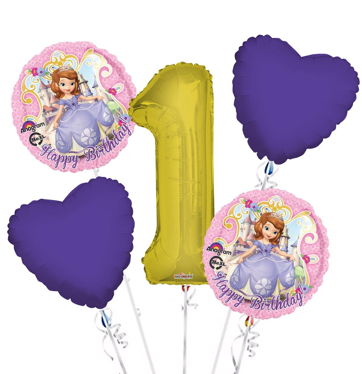 Sofia the First Balloon Bouquet 1st Birthday 5 pcs - Party Supplies Pink - Walmart.com