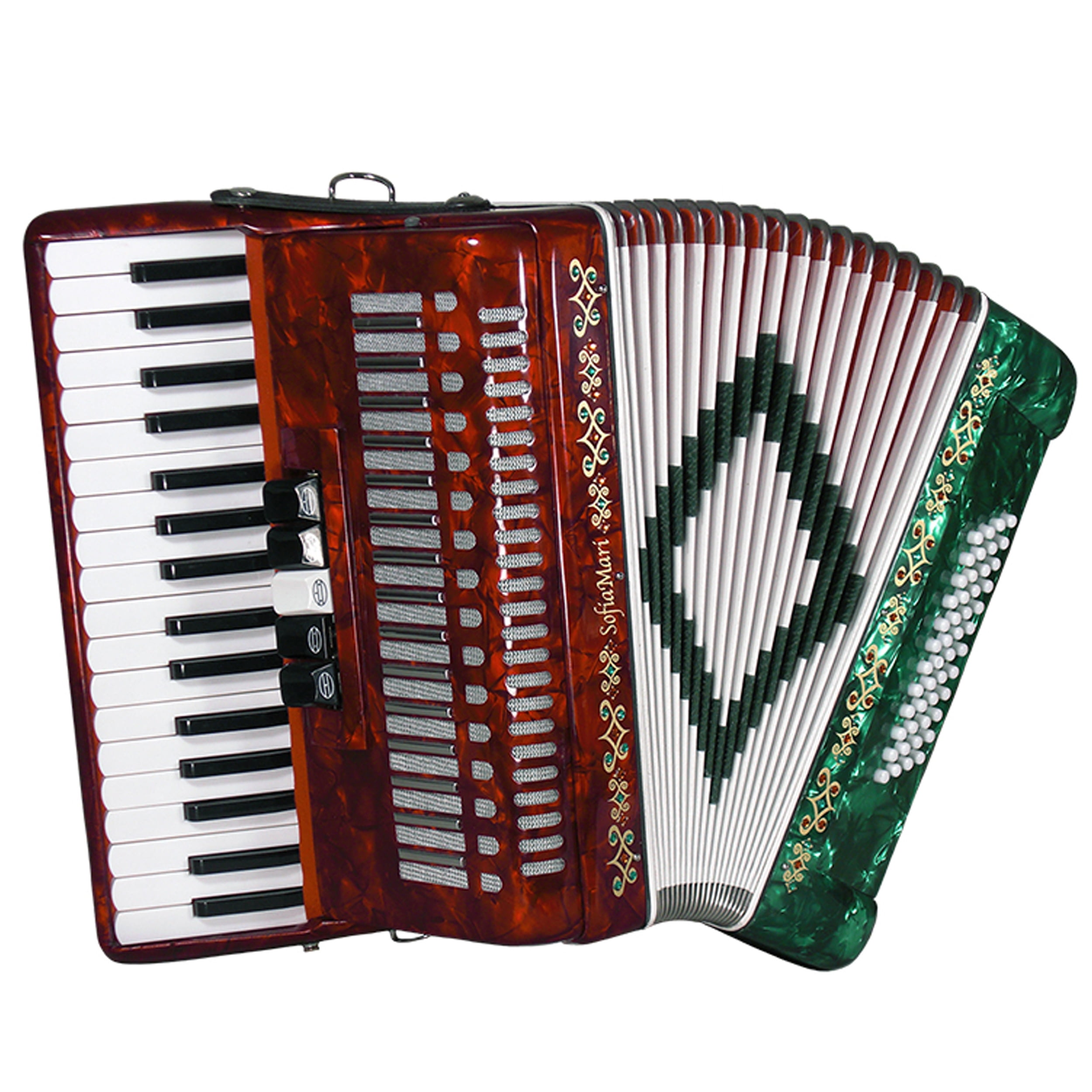 SofiaMari 34 Key 48 Bass 5 Switches Piano Accordion Red, White, Green - Walmart.com