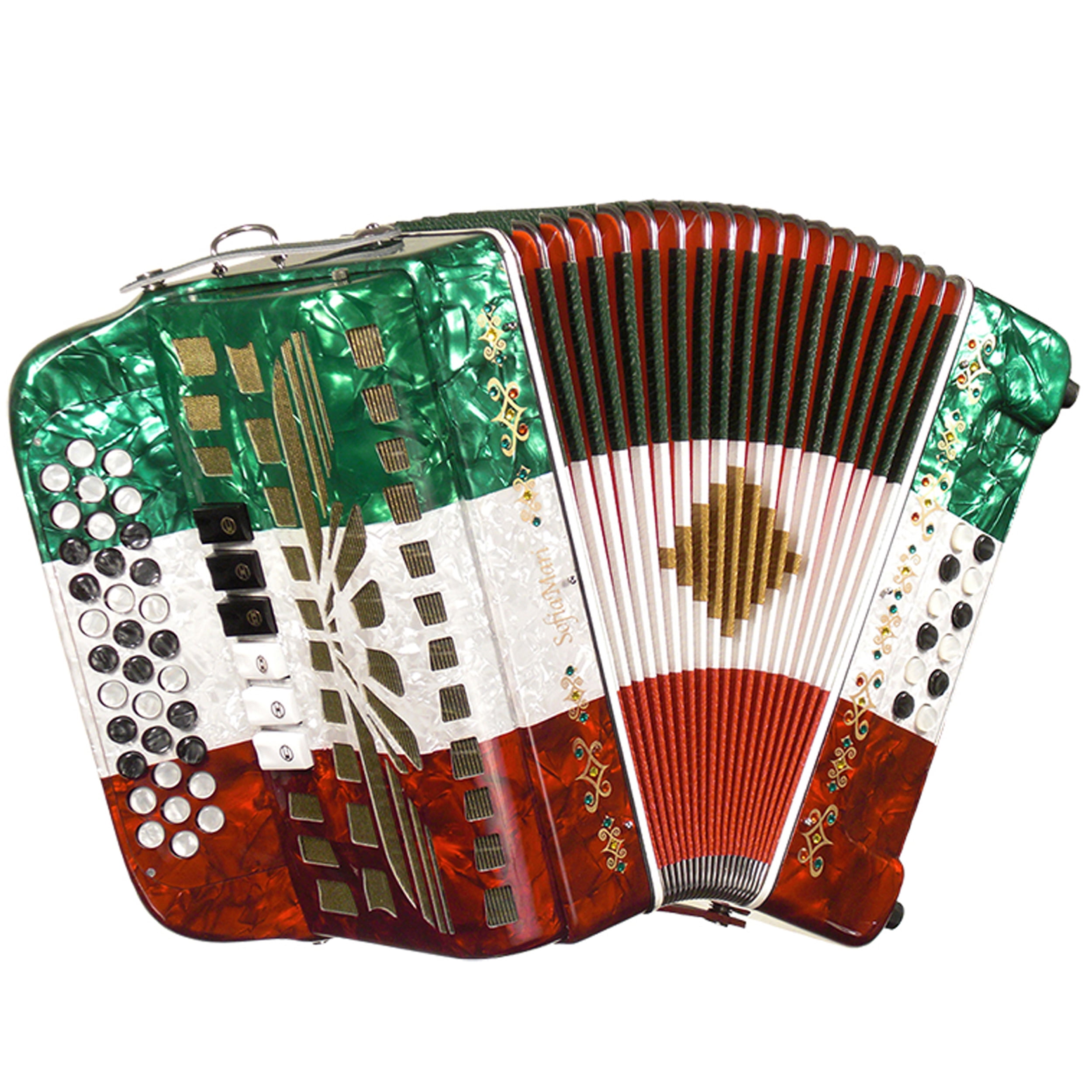 Sofiamari Two Tone Button Accordion Red, White, Green Pearl FBE/EAD ...