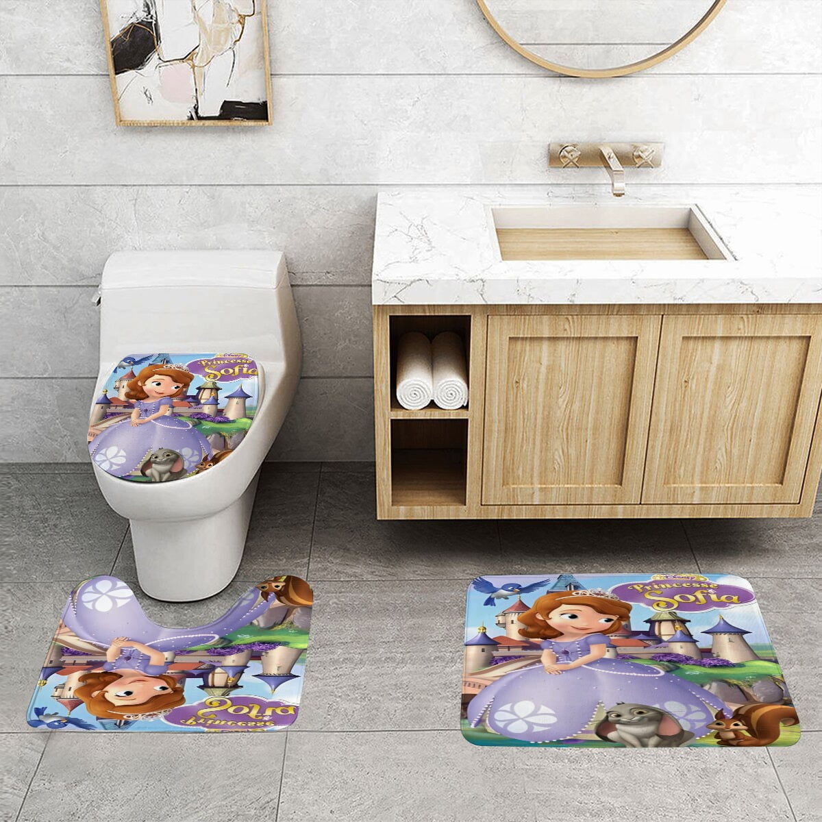 Sofias the First floor mat and toilet set is durable, machine washable ...