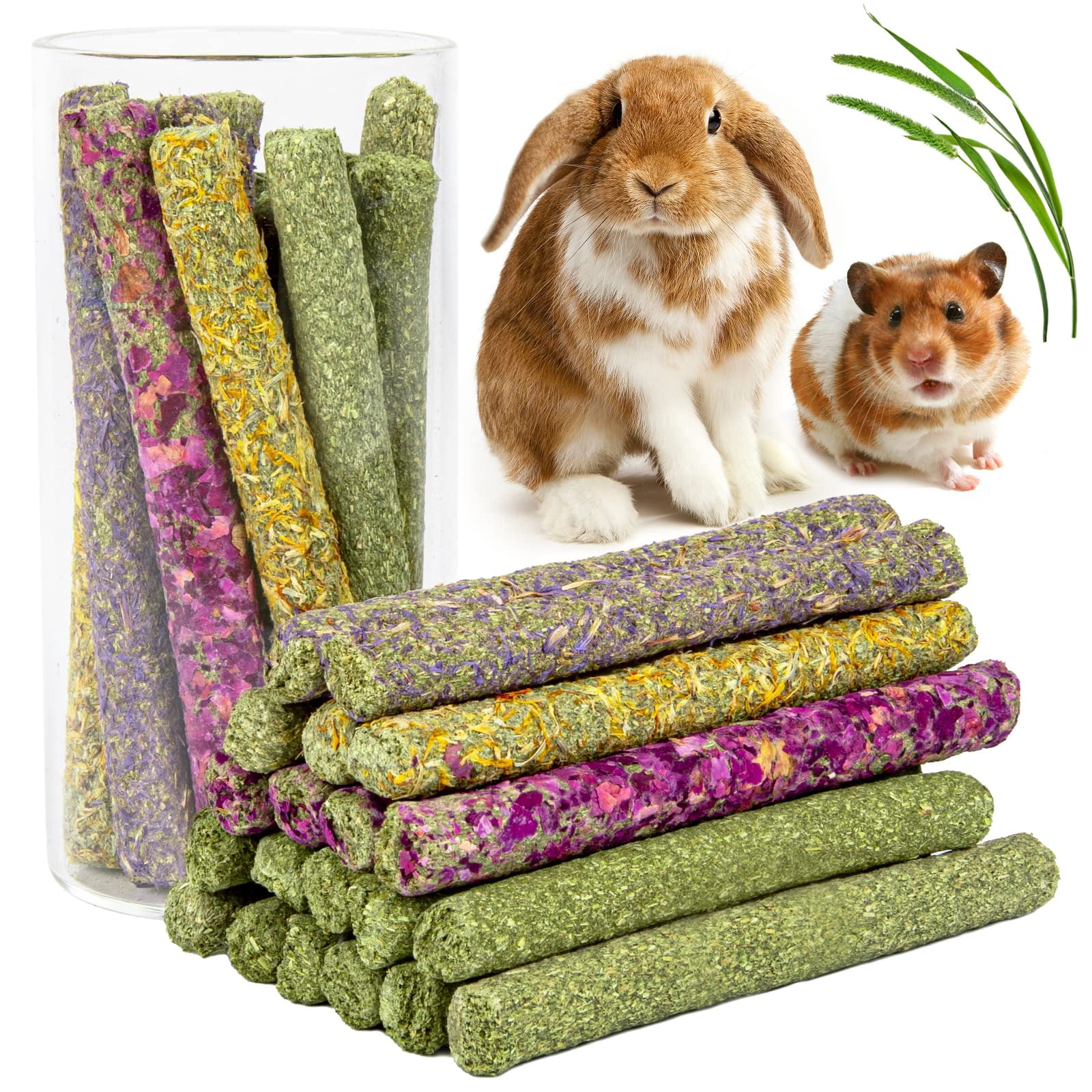 Sofier 32Pcs Timothy Hay IRF13 Sticks 320g Rabbit Toys Bunny, Guinea ...