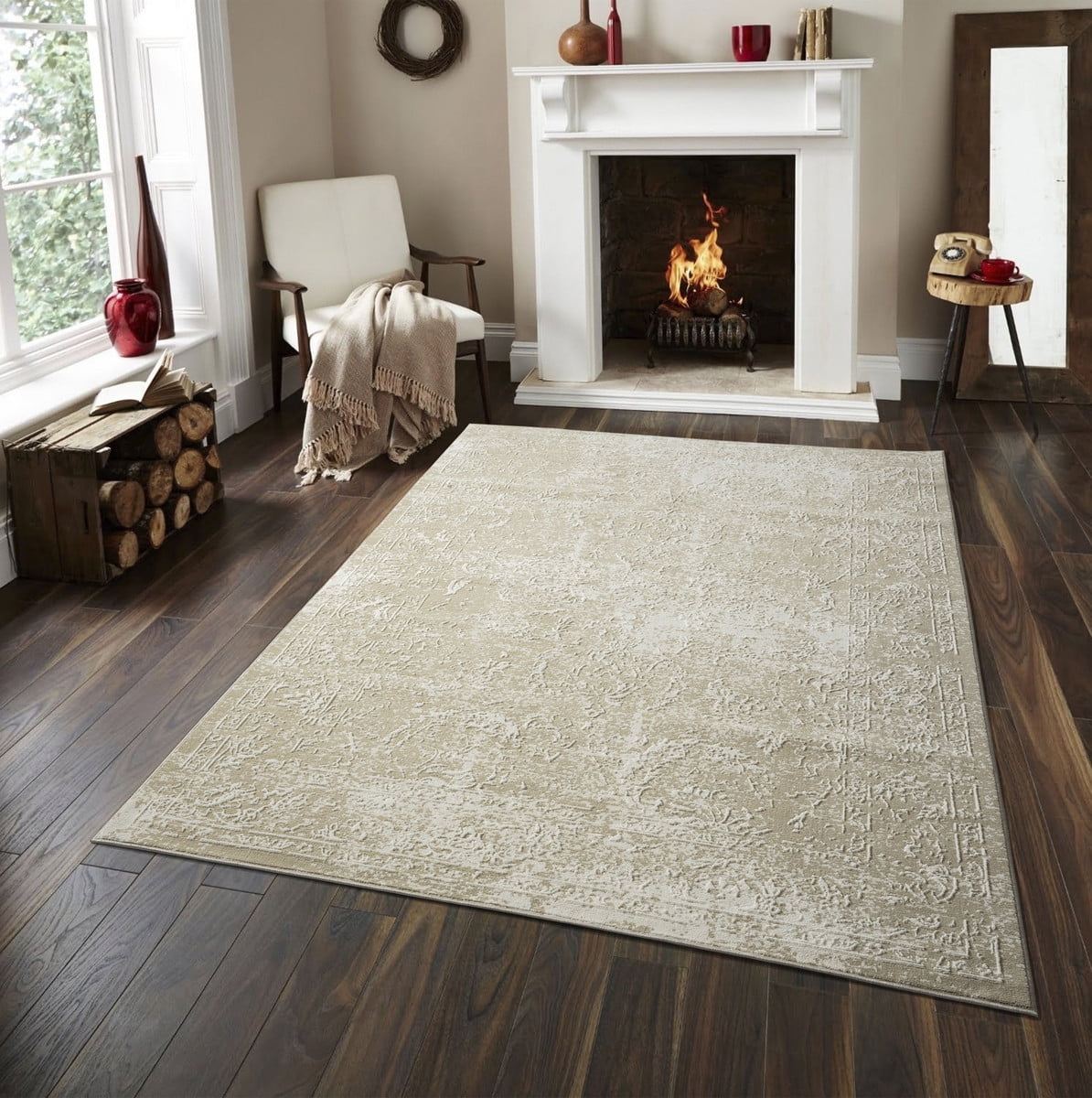 Sofihas Modern Farmhouse Area Rugs, Beige/Brown, 3'x5' Indoor Rugs ...
